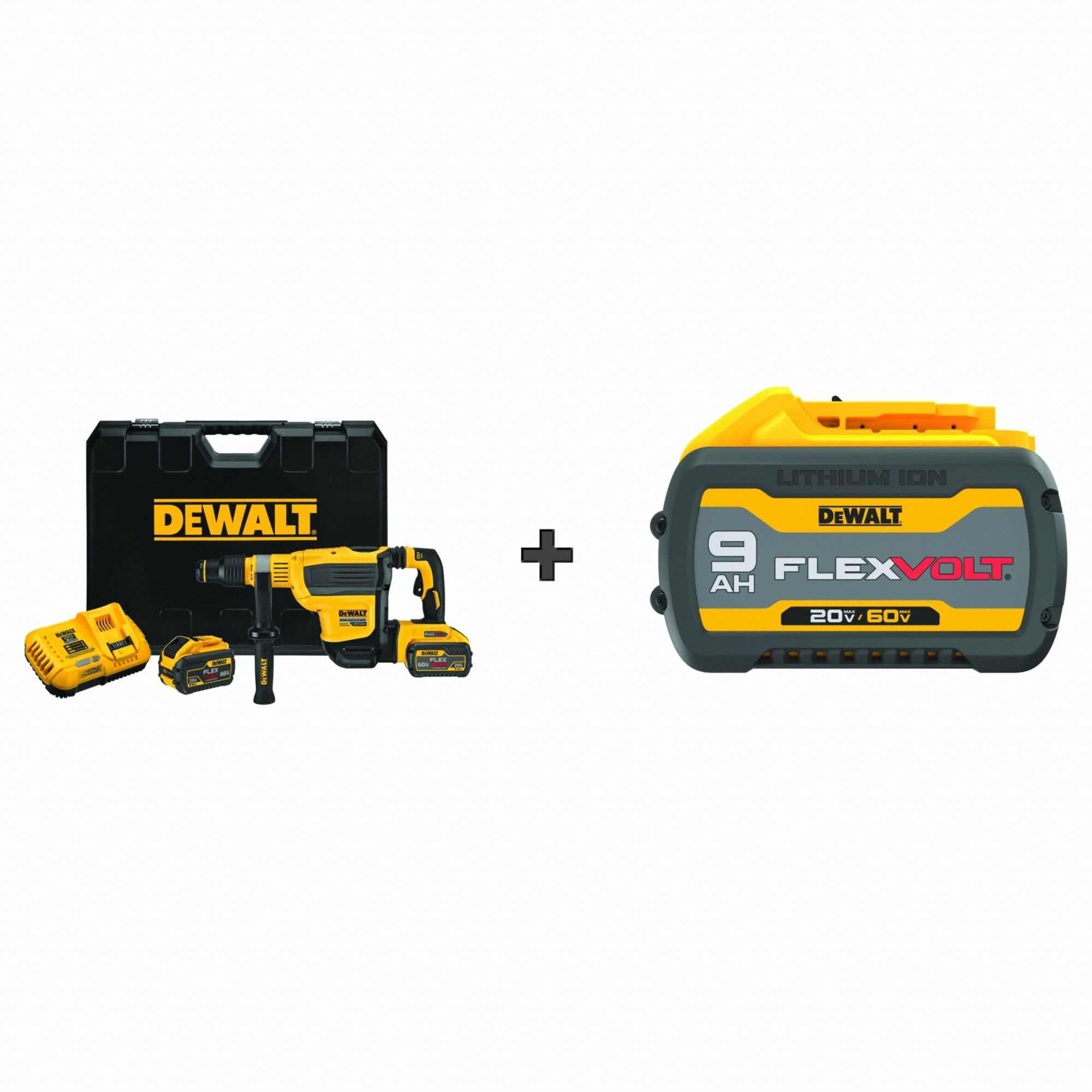 DEWALT, D-Handle, 20V DC, Cordless Rotary Hammer Kit,60V,Battery ...