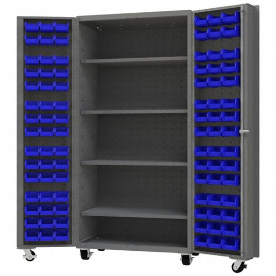 DURHAM MFG, 36 1/4 in x 26 in x 76 1/4 in, 4 Shelves, Heavy Duty Mobile ...