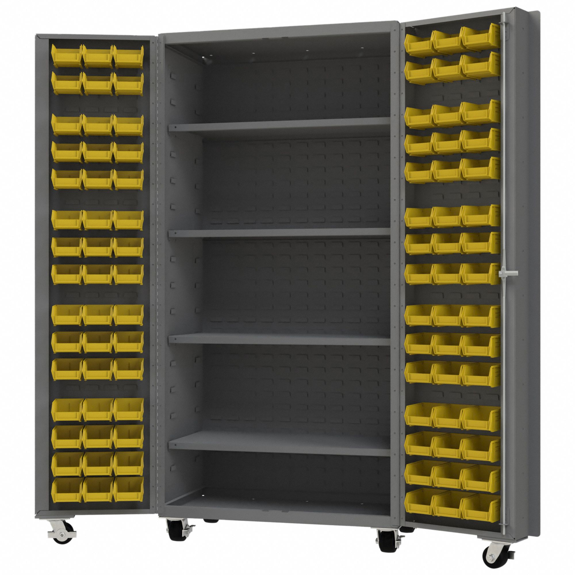 DURHAM MFG, 36 1/4 in x 26 in x 76 1/4 in, 4 Shelves, Heavy Duty Mobile ...
