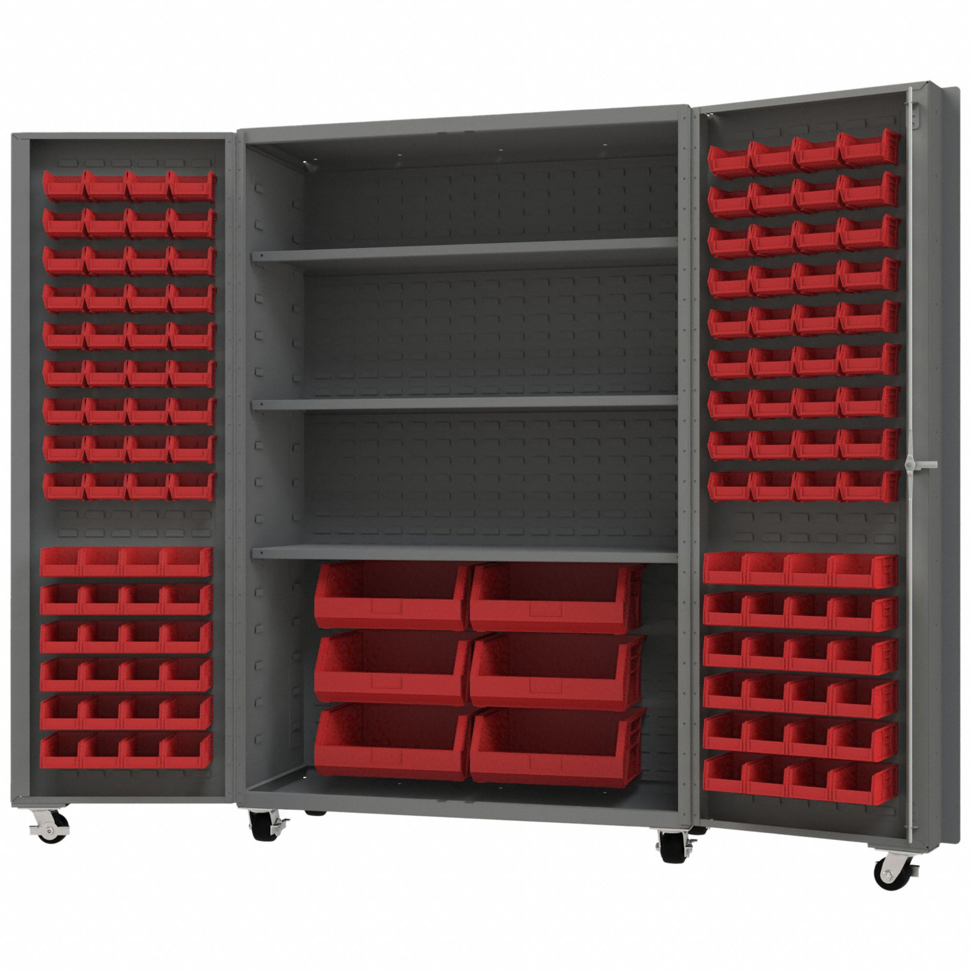 DURHAM MFG, 48 1/4 in x 26 in x 76 1/4 in, 3 Shelves, Heavy Duty Mobile ...