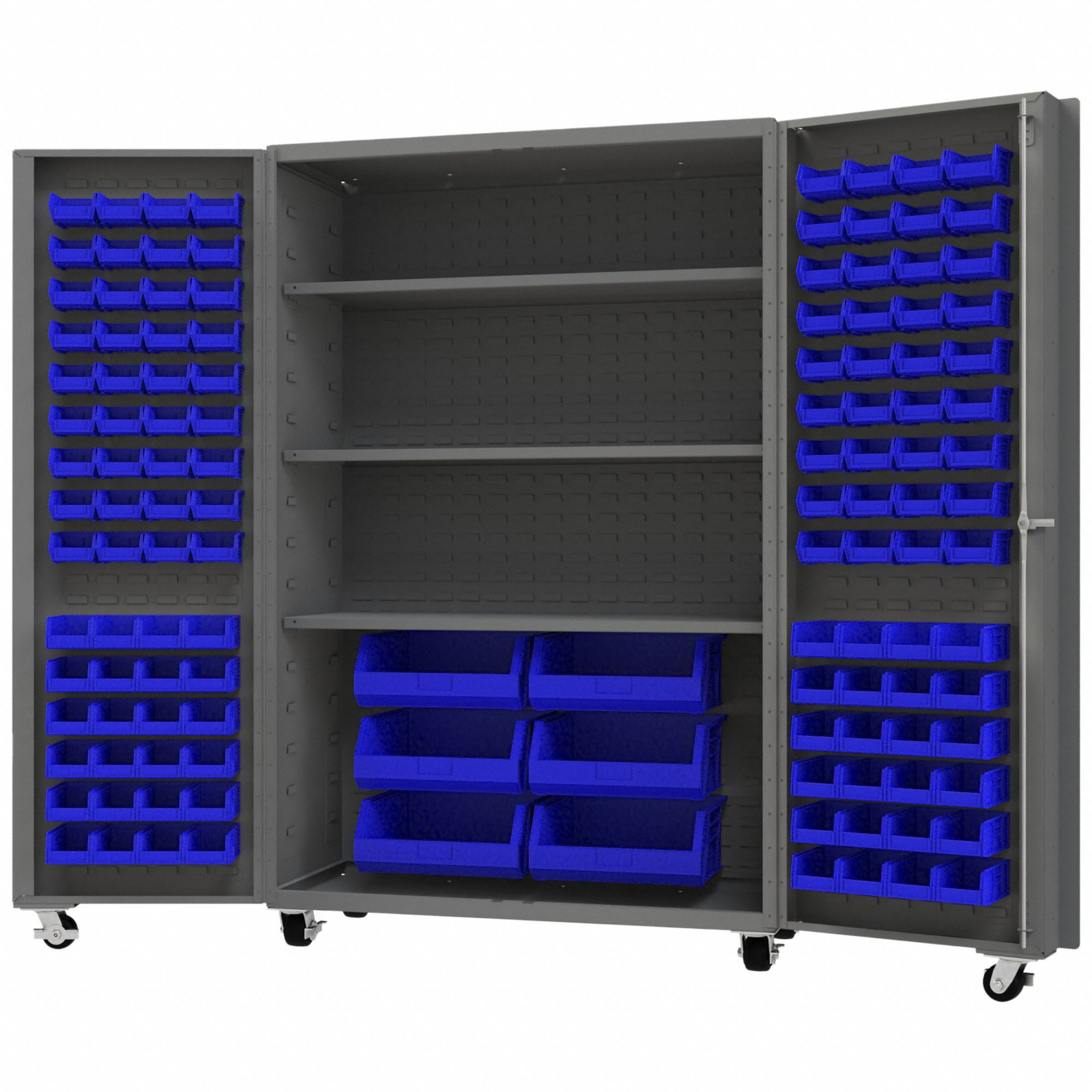 DURHAM MFG, 48 1/4 in x 26 in x 76 1/4 in, 3 Shelves, Heavy Duty Mobile ...