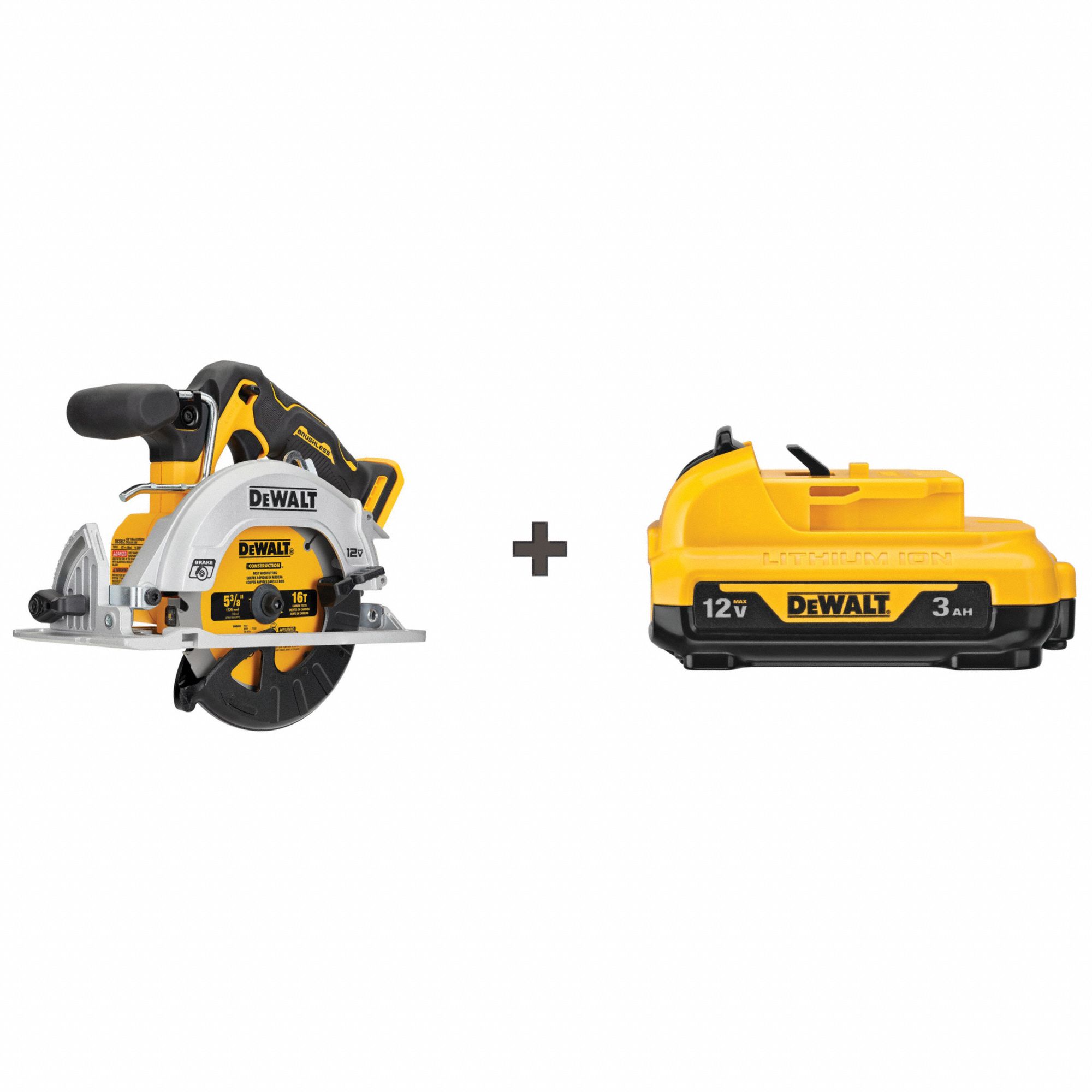 DEWALT, 5 3/8 in Blade Dia., Left, Circular Saw - 385XU0|DCS512B/DCB124 ...