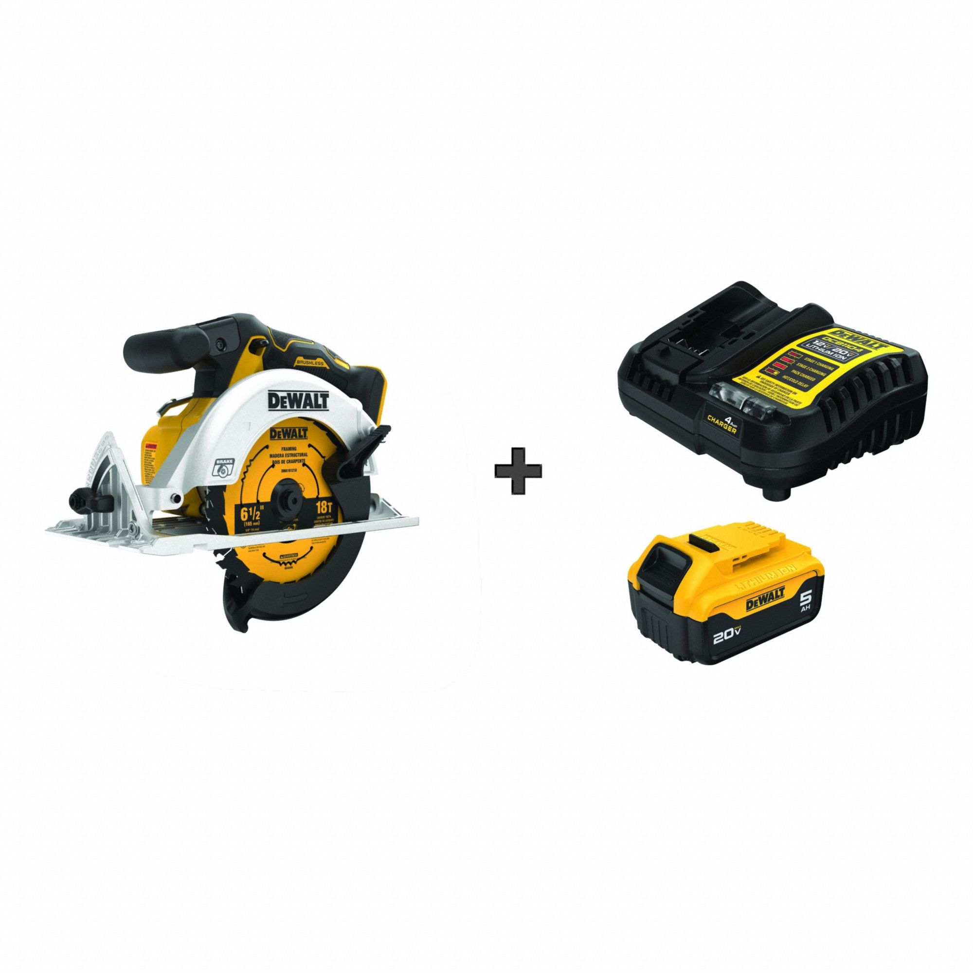 DEWALT, 6 1/2 in Blade Dia., Left, Circular Saw Kit - 413EA7|DCS565B ...