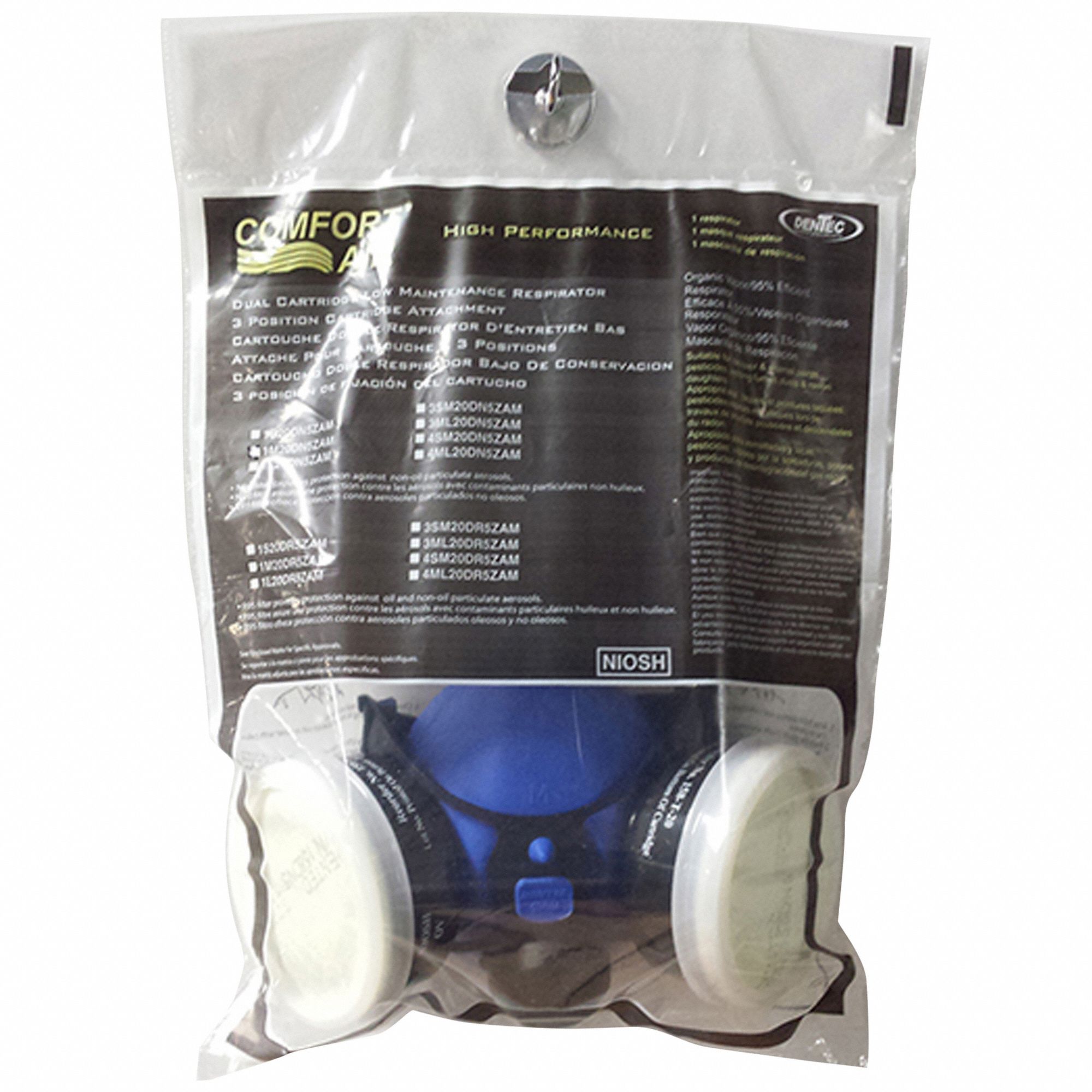 DENTEC HALF-MASK, REUSABLE, SILICONE/NYLON/ELASTIC, M, THREADED, R95/OV ...