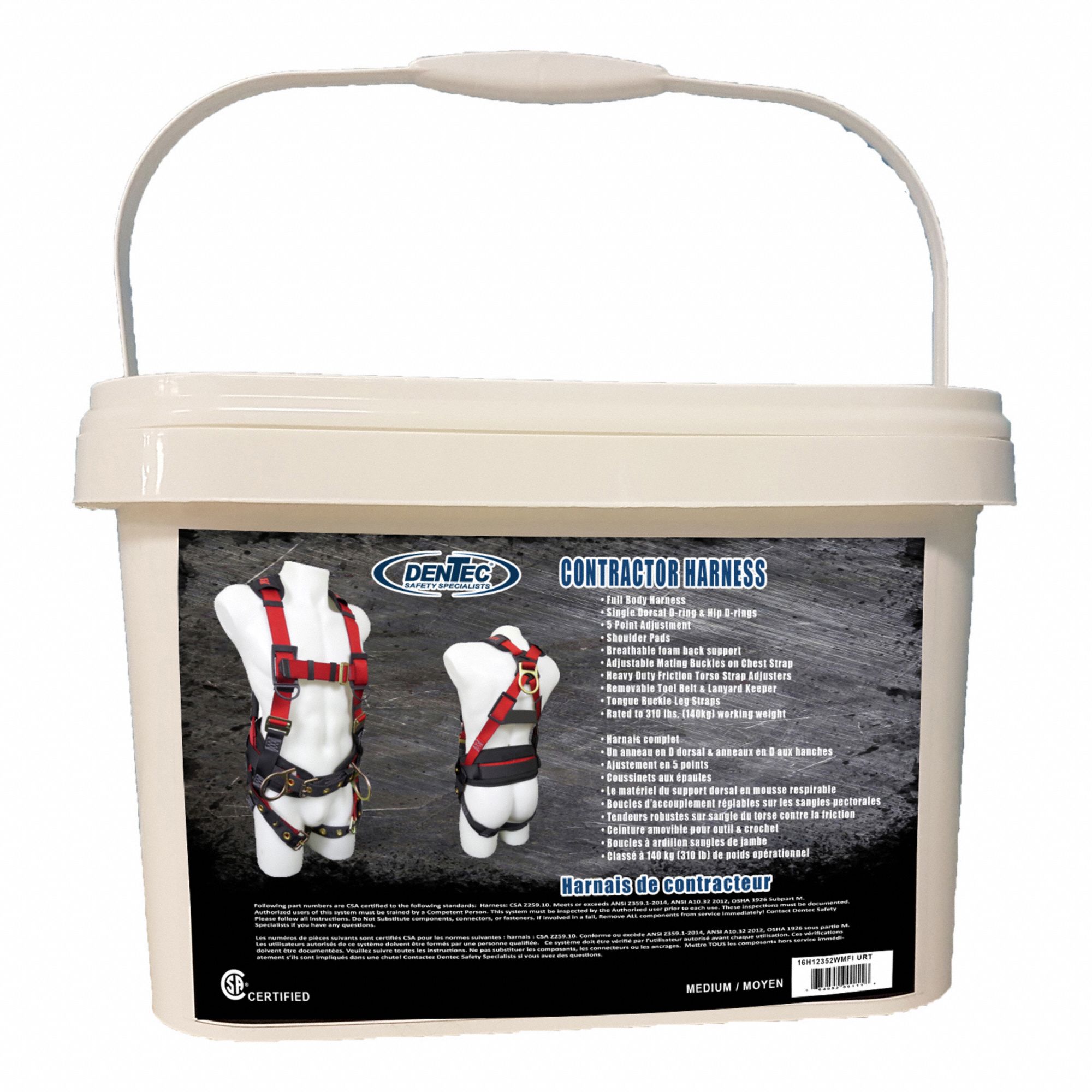 CONTRACTOR FULL BODY HARNESS,STEEL,352 LB,RED - Safety Harnesses ...