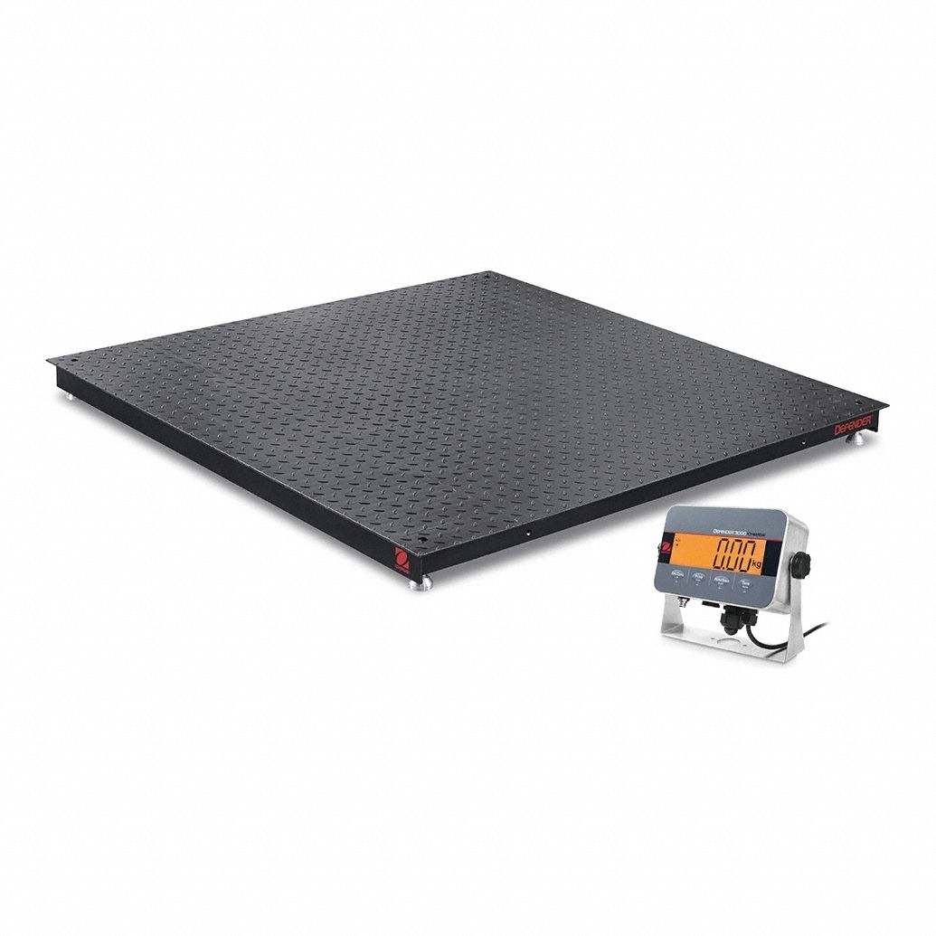 OHAUS, 5,000 lb Wt Capacity, 48 in Weighing Surface Dp, Floor Scale ...