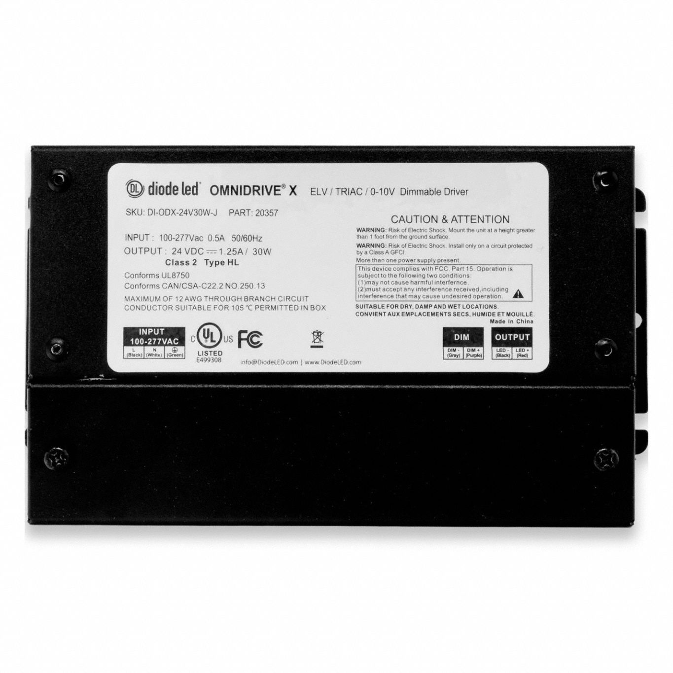 30 W Power Output, 120 to 277V AC, LED Dimmable Driver - 820EP9|DI-ODX ...