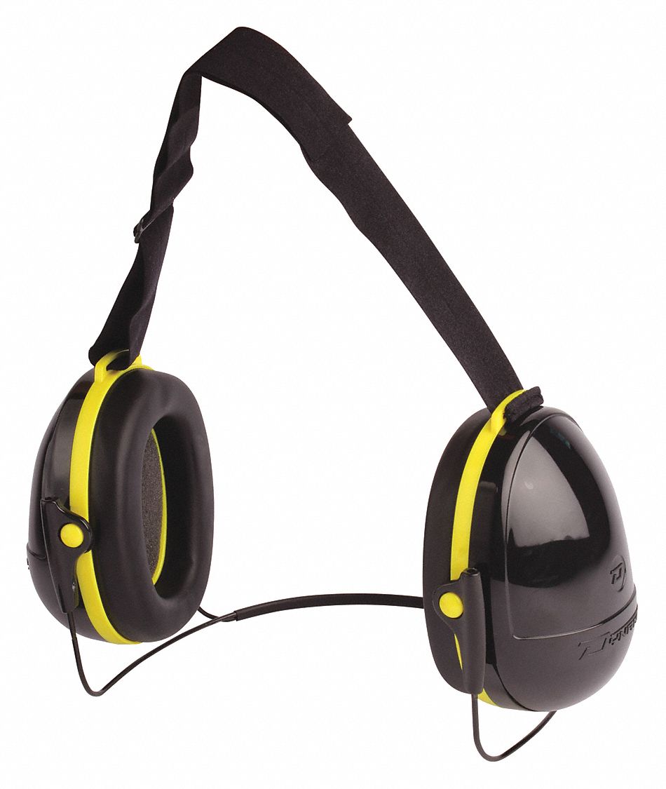 DYNAMIC BEHIND-THE-NECK EARMUFFS, NRR 24 DB, BLACK/YELLOW, 7.4 OZ ...
