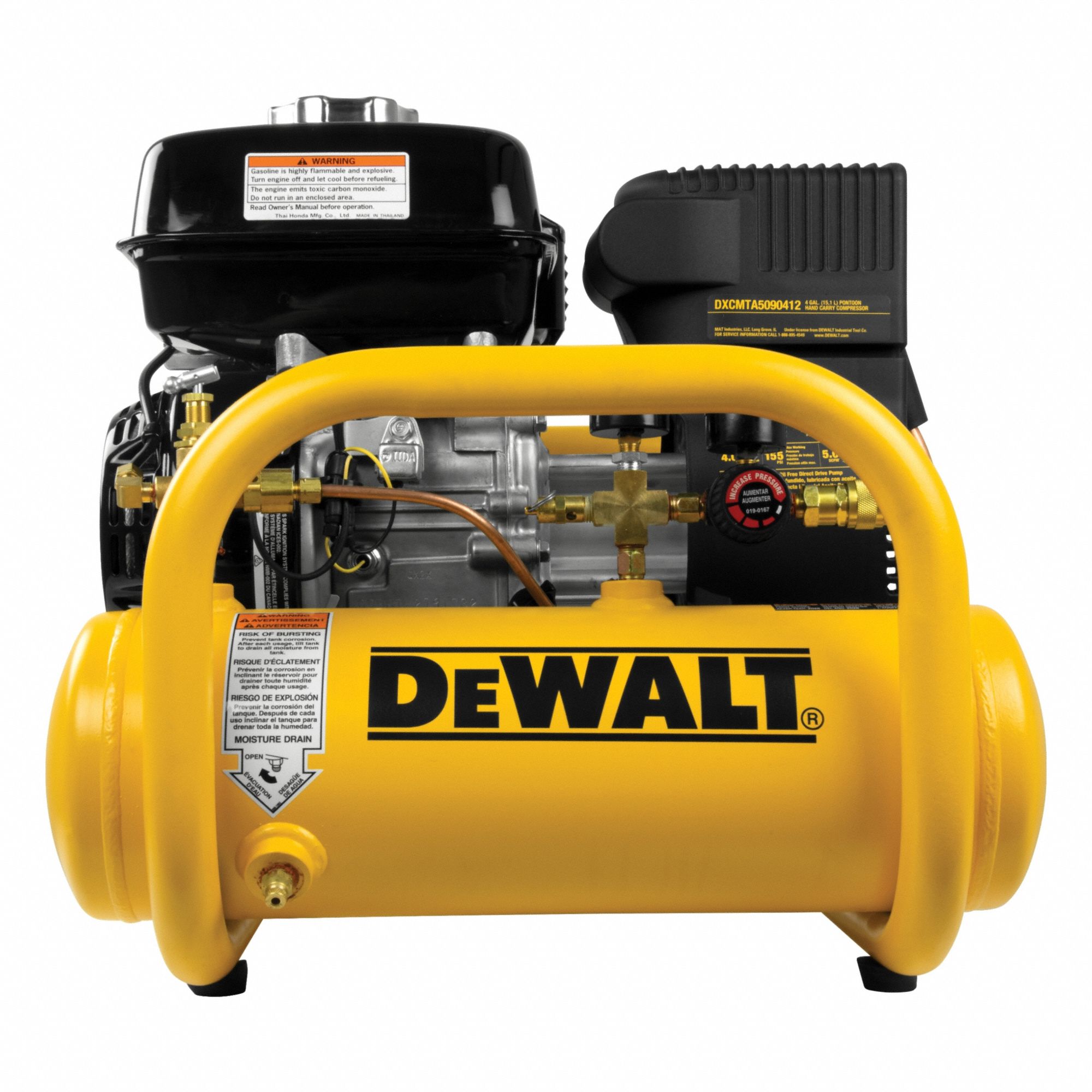 DEWALT, 1 Stage, 4.86 hp Engine, Portable Gas Engine Air Compre ...