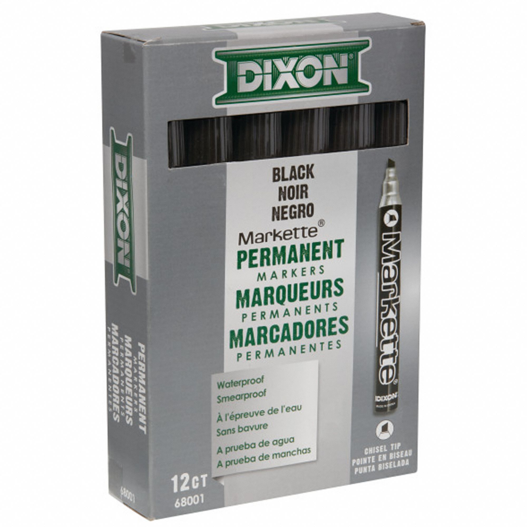 DIXON PERMANENT MARKER,BLACK,CHISEL,FELT,PK12 - Markers - DXNX68001R ...