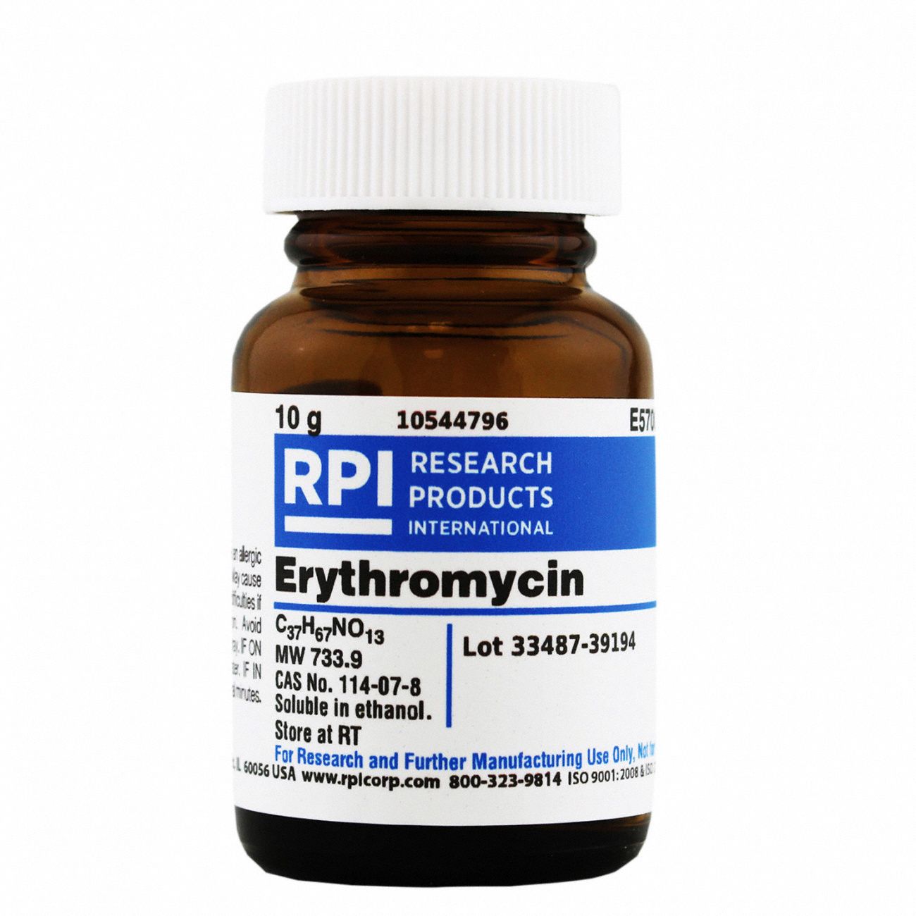 Anhydrous, 10 g, Erythromycin - 30TY02|E57000-10.0 - Grainger