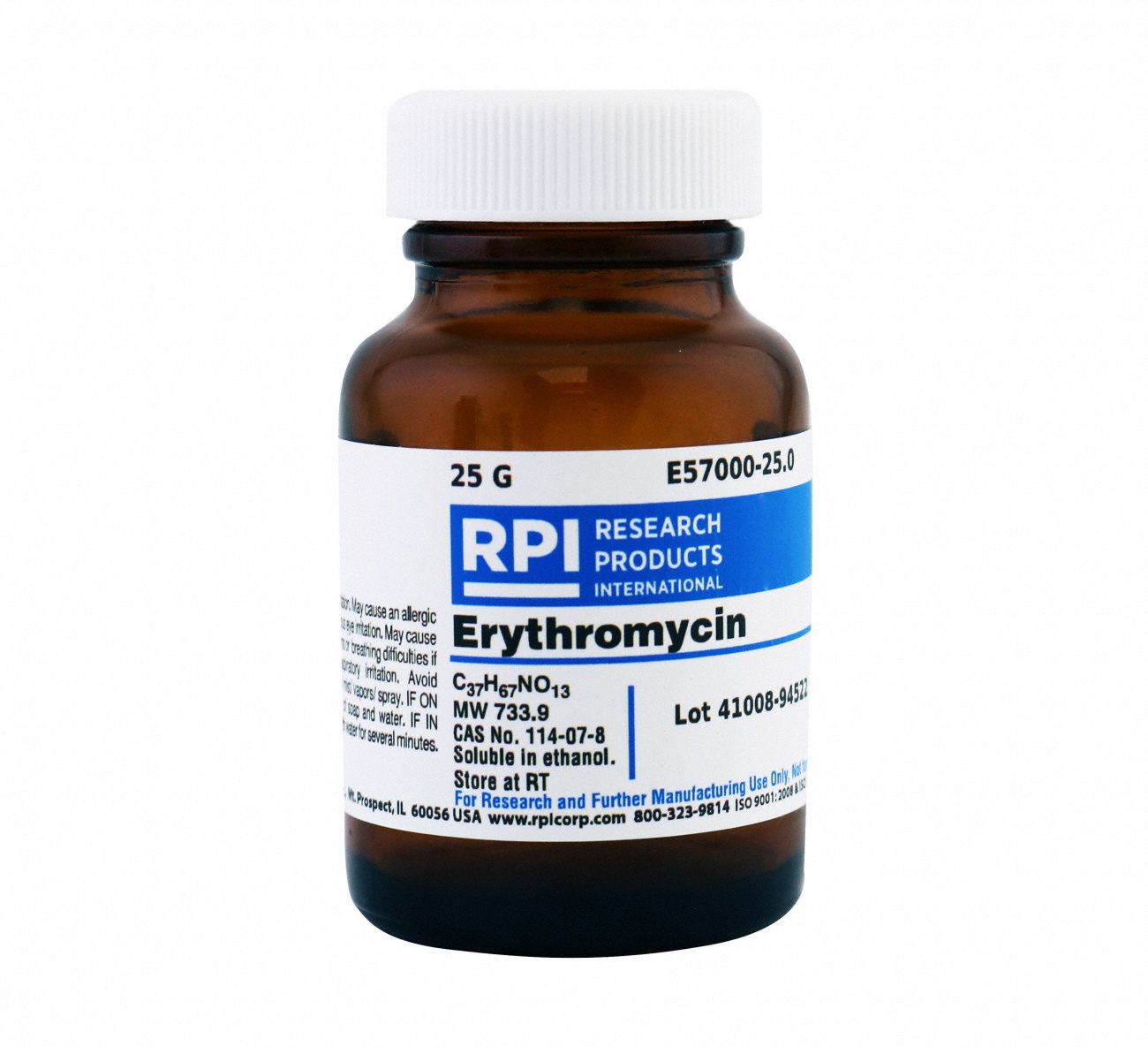 Anhydrous, 25 g, Erythromycin - 30TY03|E57000-25.0 - Grainger