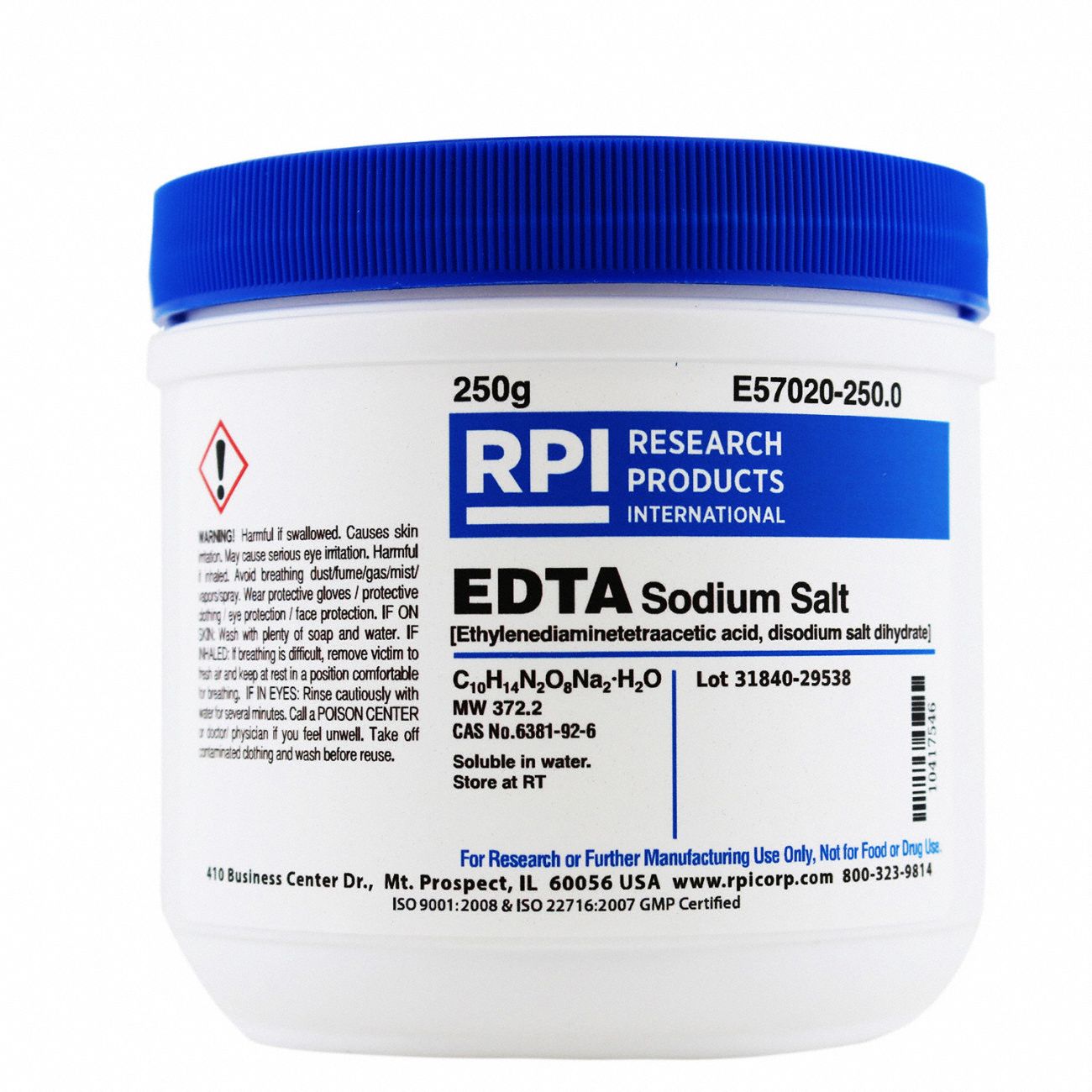ACS/USP, 250 g, EDTA Disodium Salt (Ethylenediaminetetraacetic Acid ...