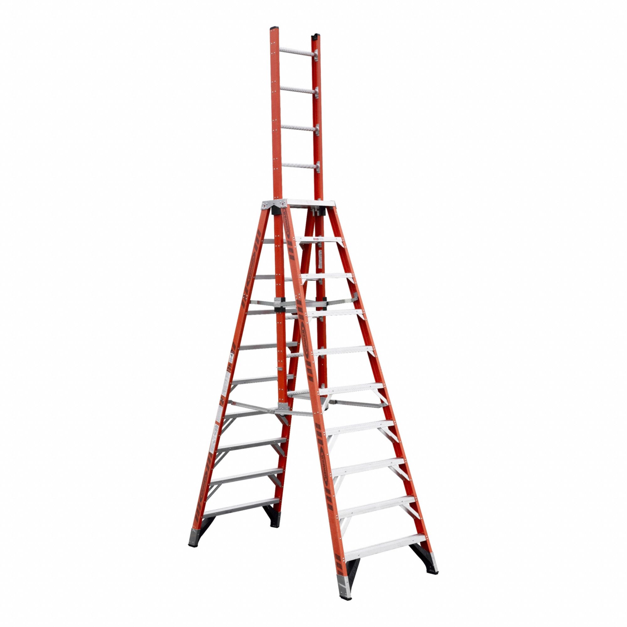 WERNER, 10 ft Overall Ht, Fiberglass, Extension Ladder - 4XP06|E7410 ...