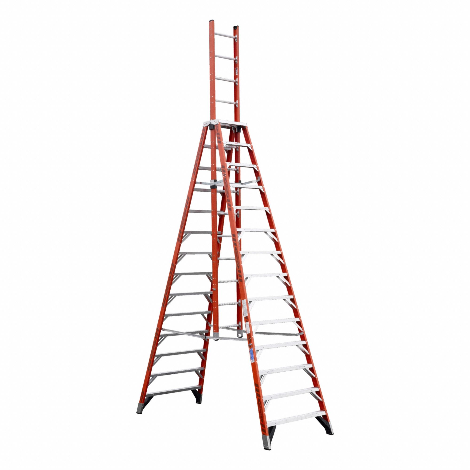 WERNER, 14 ft Overall Ht, Fiberglass, Extension Ladder - 4XP08|E7414 ...