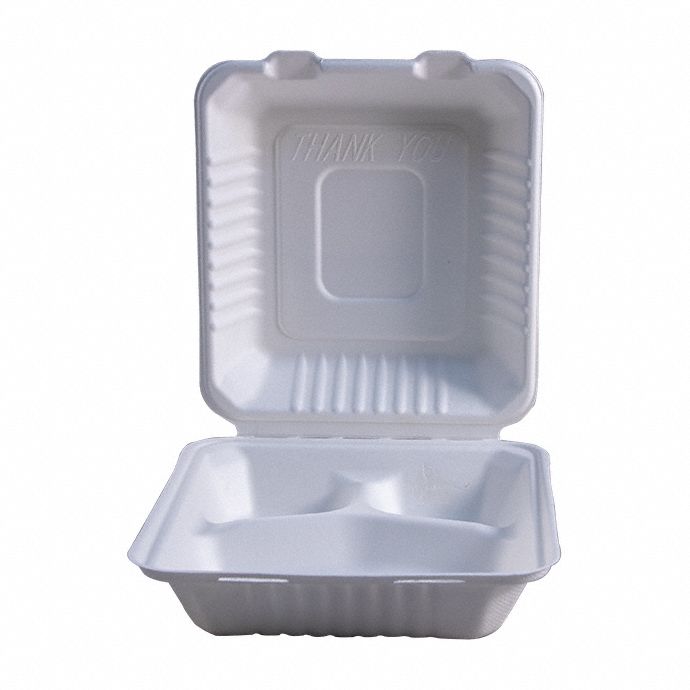 Ivory, Hinged Lid Container Container, Disposable Carry-Out Food ...
