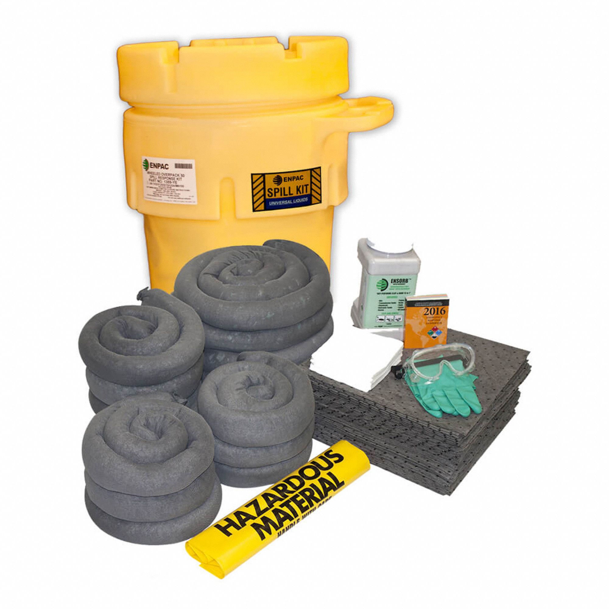 ENPAC SPILL KIT, 31 GALLON VOLUME ABSORBED PER KIT, 2 GOGGLES/2 PR ...