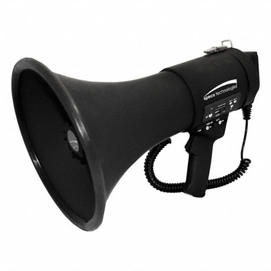 SPECO TECHNOLOGIES, 1,000 ft Op Range, 9 in Bell Dia, Megaphone ...