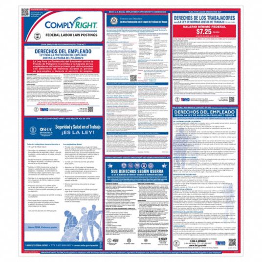 COMPLYRIGHT, DC, Spanish, Labor Law Poster - 52MU61|ERFEDS - Grainger