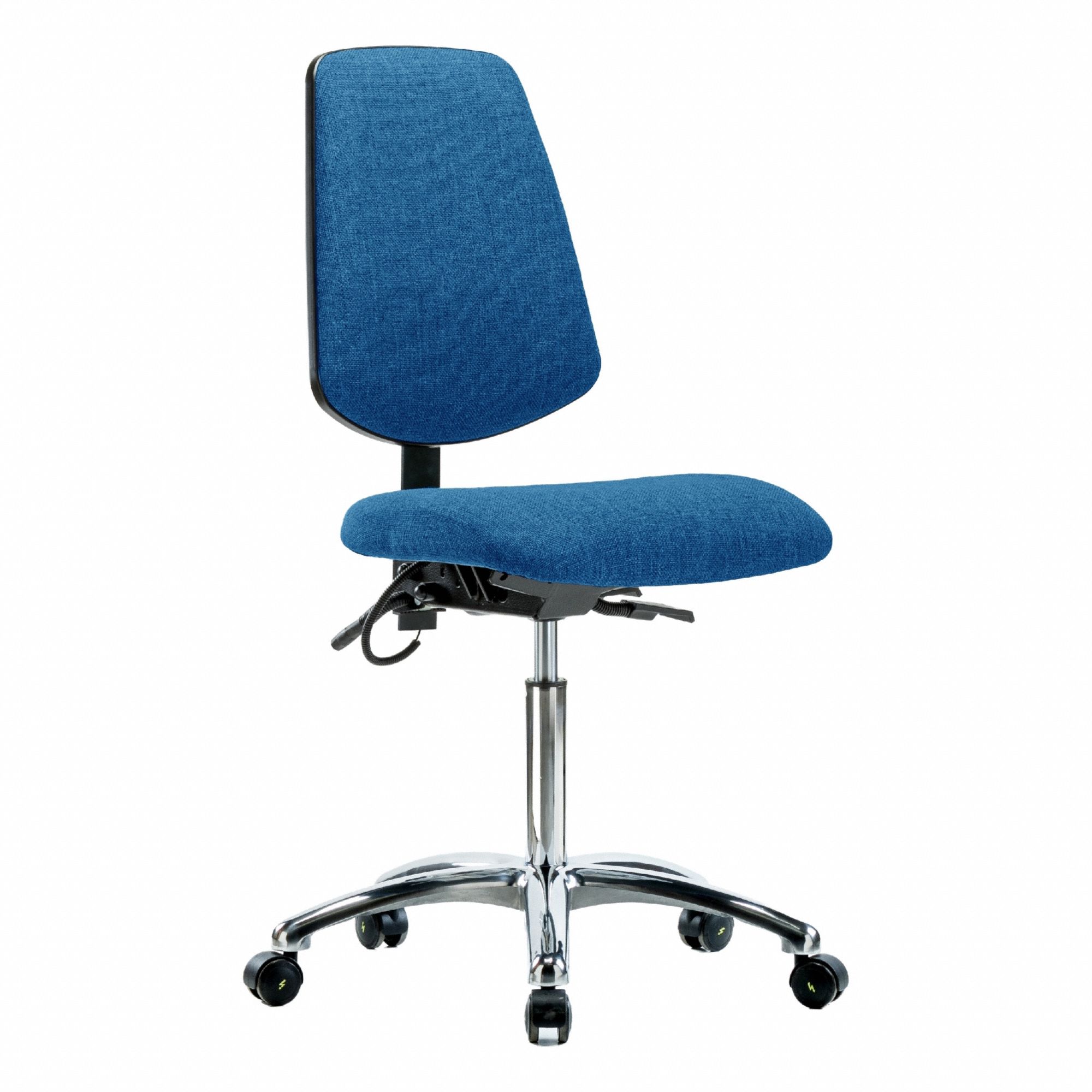 Fabric/Polyurethane, Armless, ESD Task Chair - 376J70|BR-ESD-FMBCH-MB-CR-T1-A0-NF-EC-ESDBLU ...