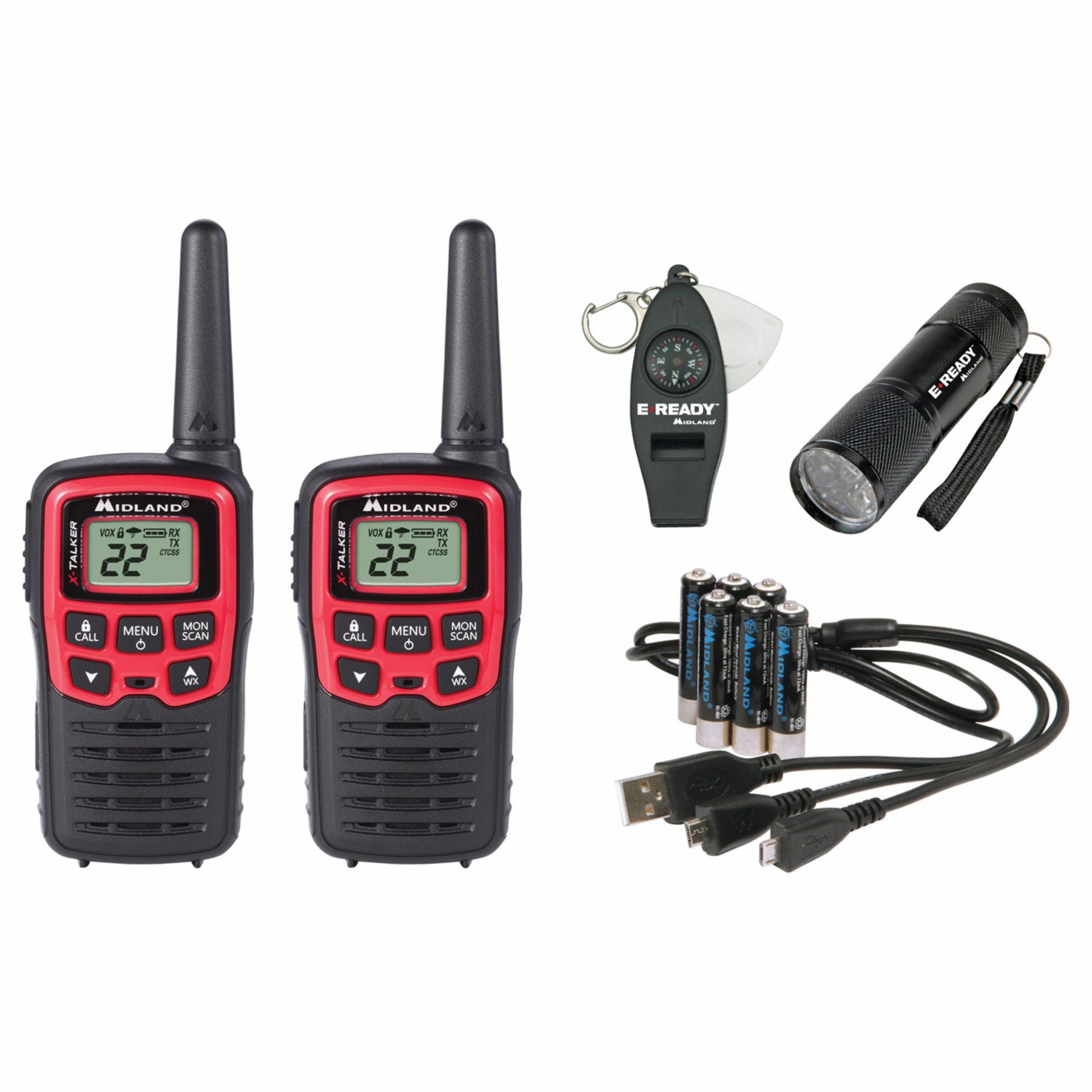 MIDLAND, E+Ready EX37 Series, FRS/GMRS, Handheld Two Way Radio - 49VZ83 ...