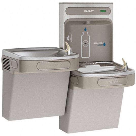 ELKAY, On-Wall, Non-Refrigerated, Bi-Level Drinking Fountain with ...
