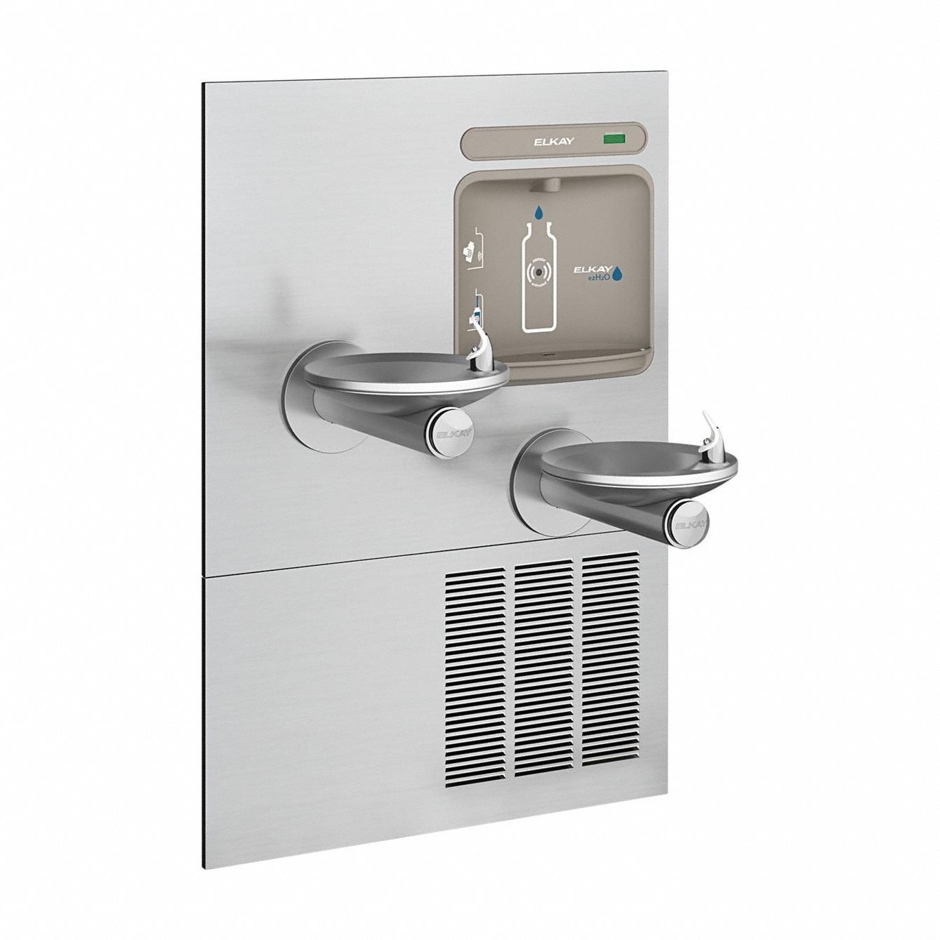 ELKAY, On-Wall, 8 gph @ 50°F, Bi-Level Drinking Fountain with Bottle ...