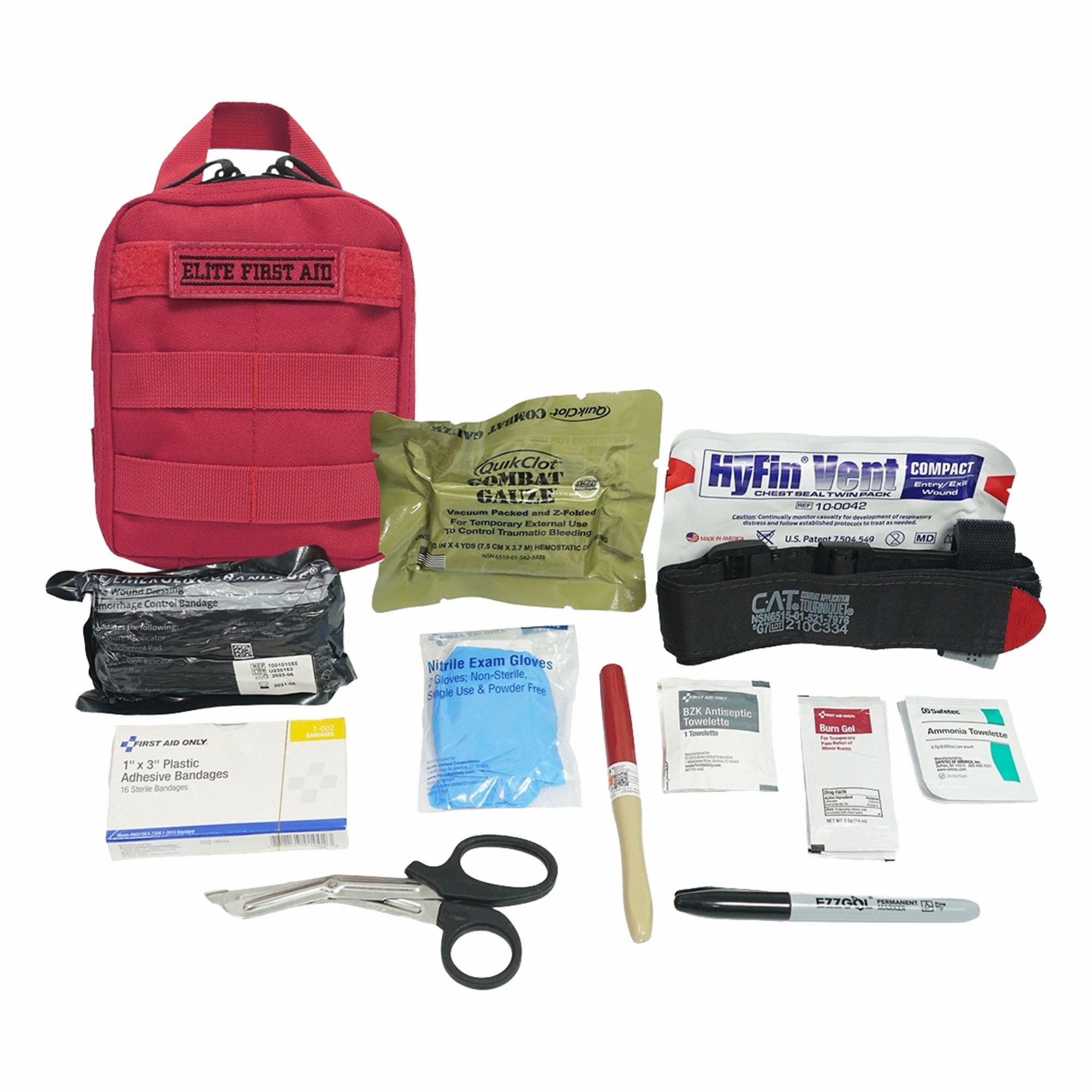 ELITE FIRST AID, Plastic Bag, 1 People Served, Trauma Kit - 875UX1 ...