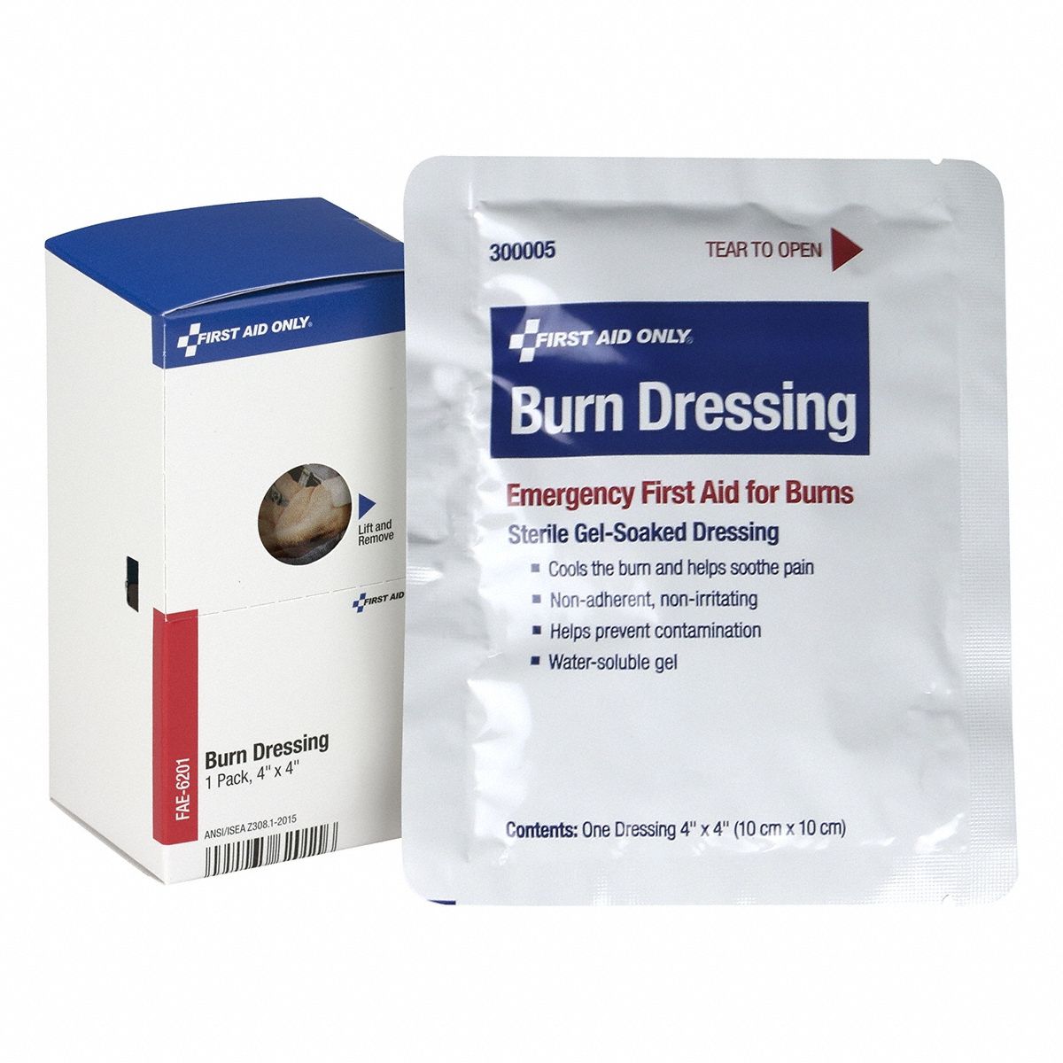 FIRST AID ONLY, 4 in Dressing Lg, 4 in Dressing Wd, Burn Dressing ...
