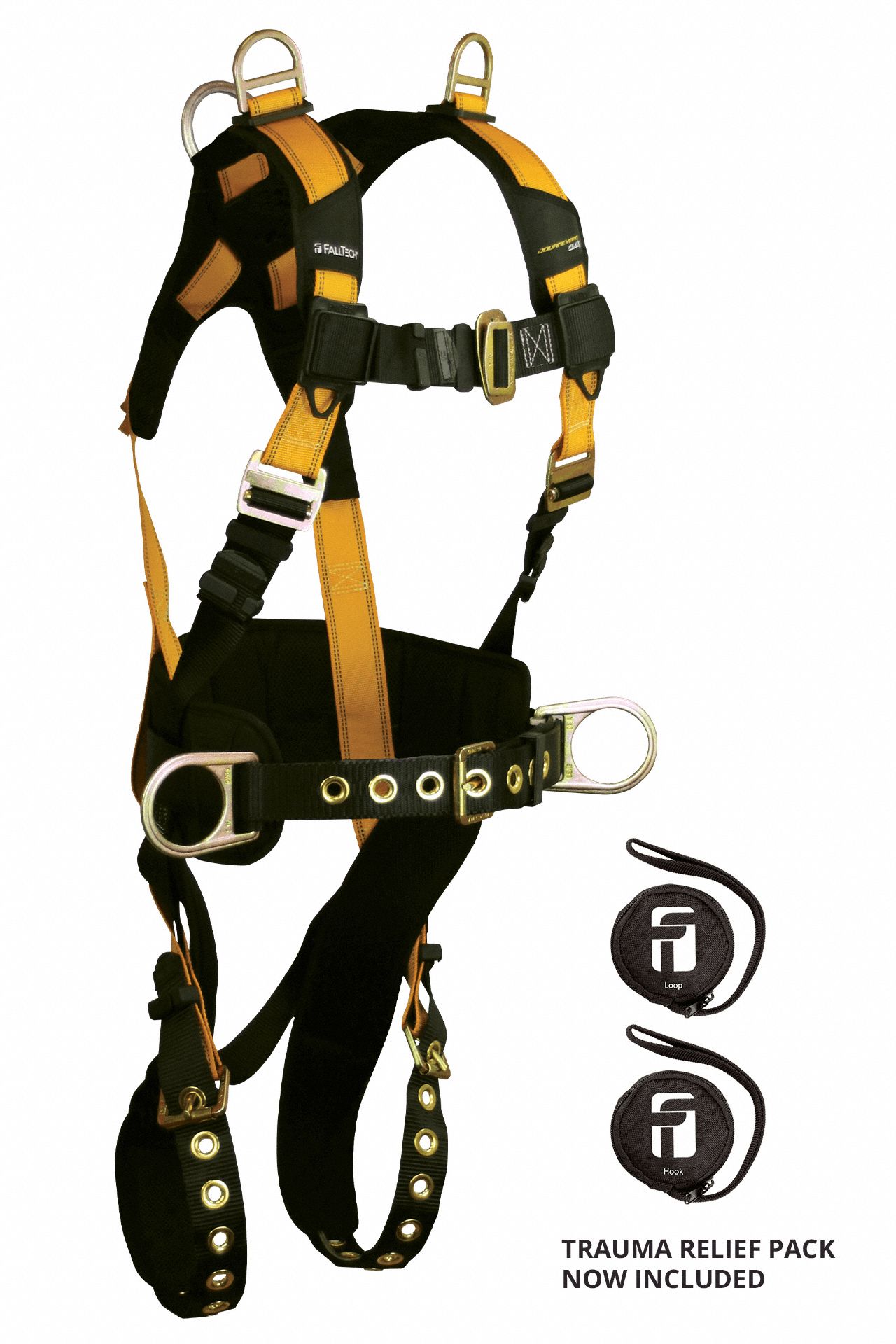 FALLTECH 5D CONSTRUCTION RETRIEVAL FULL BODY HARNESS W/BELT, SL, YELLOW ...