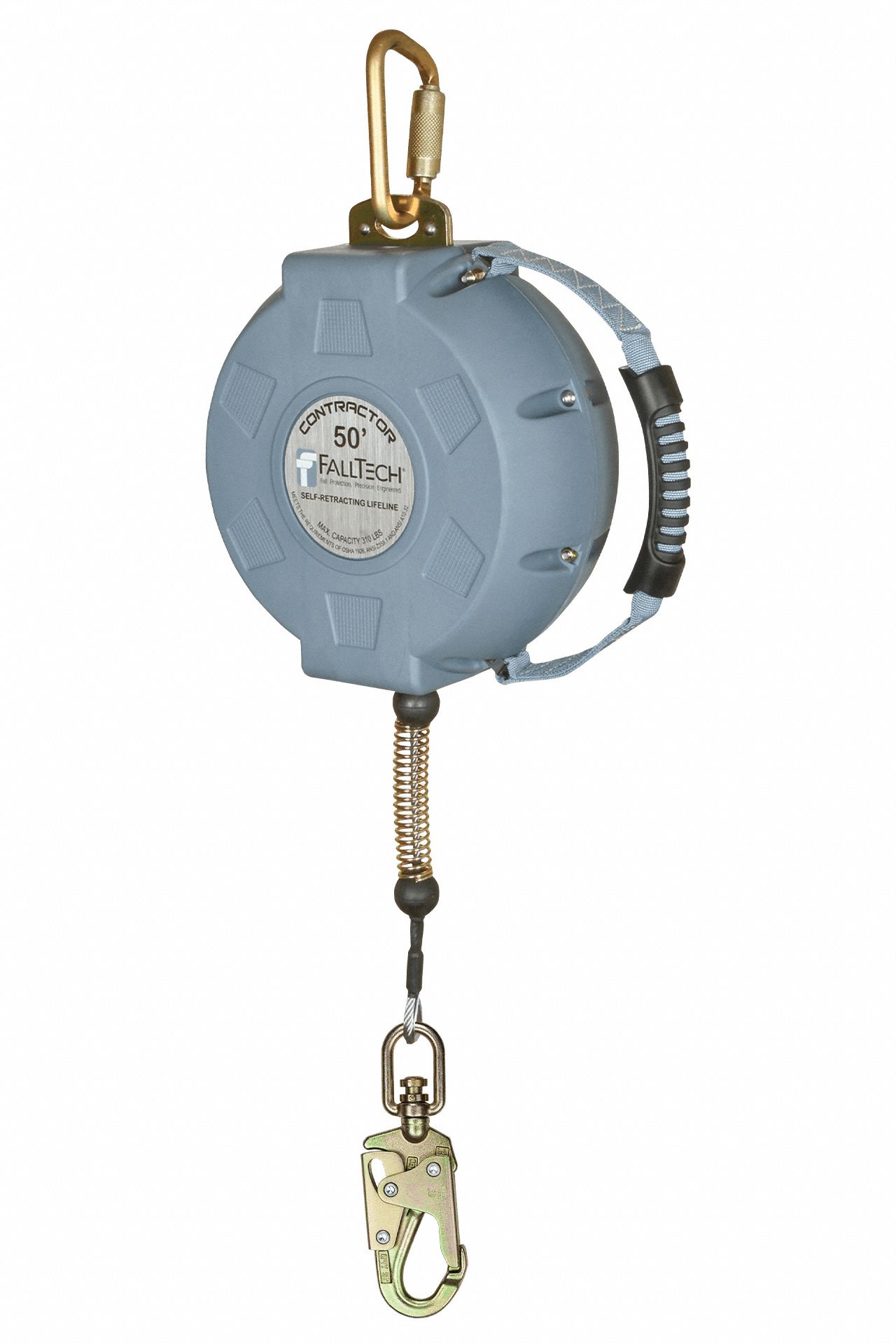 FALLTECH SELF-RETRACTING LIFELINE, BLUE, 310 LBS, 50 FT, STEEL CABLE ...