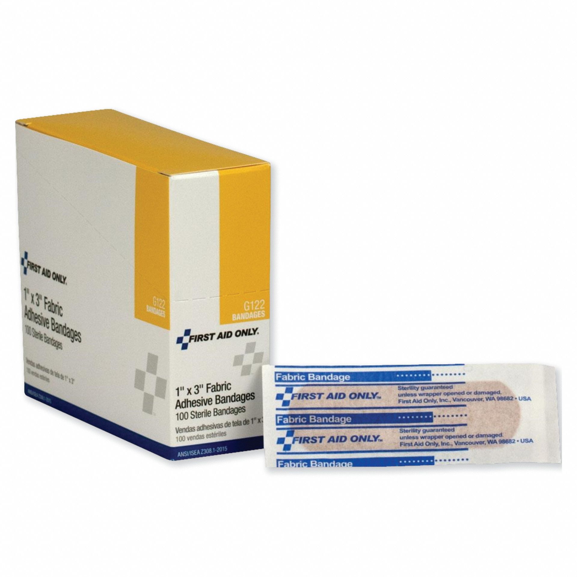 FIRST AID ONLY, Fabric Bandages,1x3",PK100 - 56XE67|G-122 - Grainger