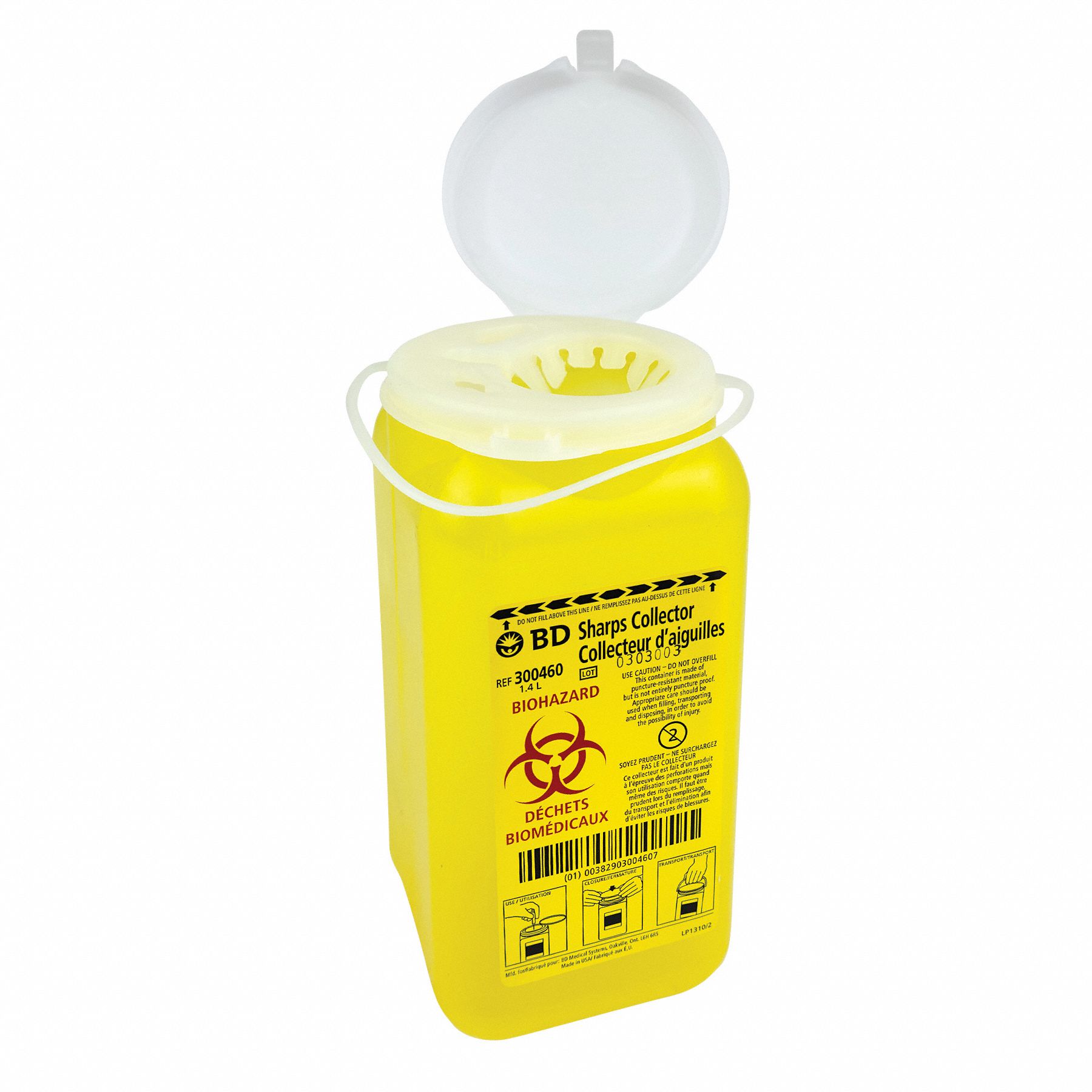 FIRST AID CENTRAL BD SHARPS CONTAINER, 1.4L - 27168 - FCL300460 | 300460 - Grainger, Canada