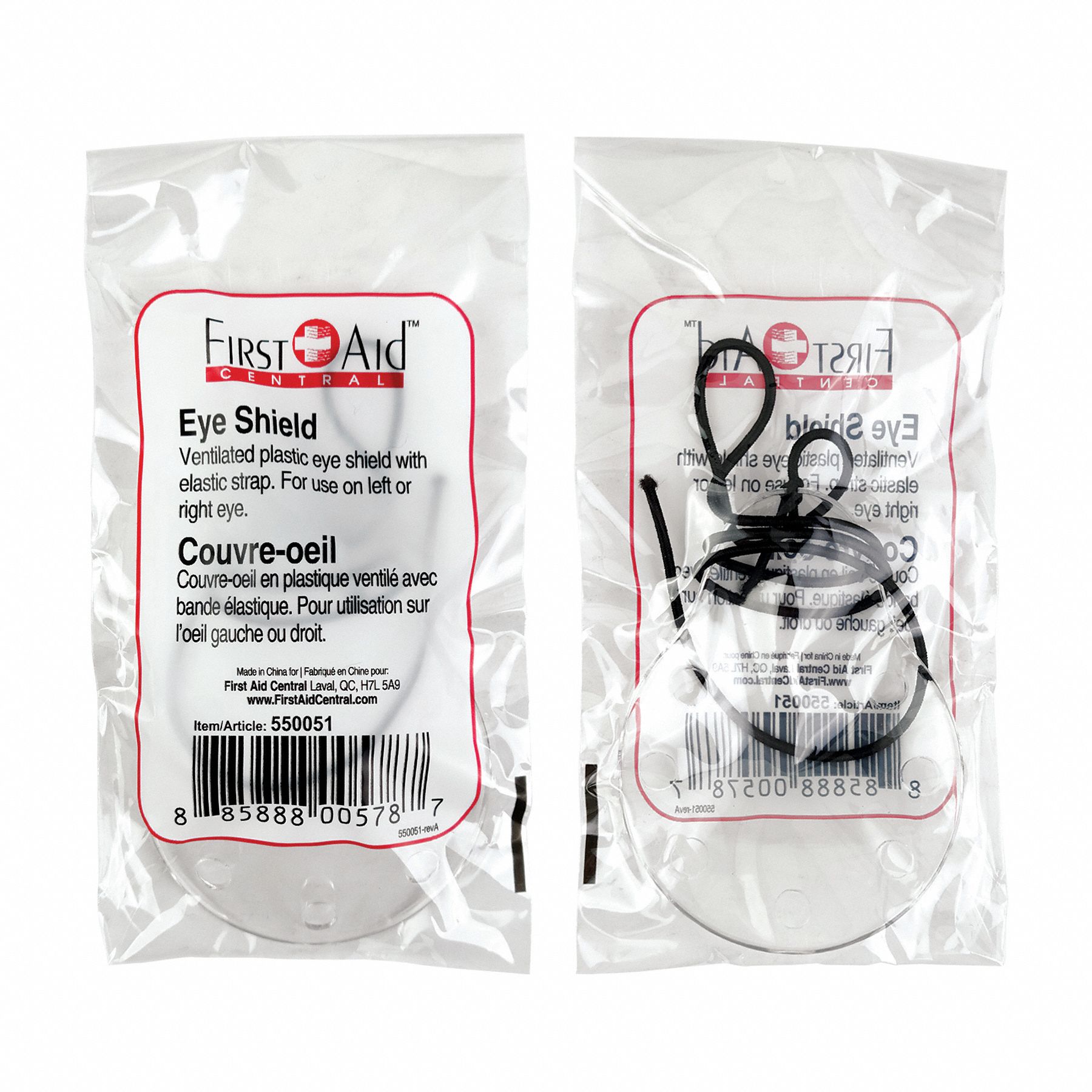 FIRST AID CENTRAL PLASTIC EYE SHIELD WITH ELASTIC STRAP, VENTILATED ...