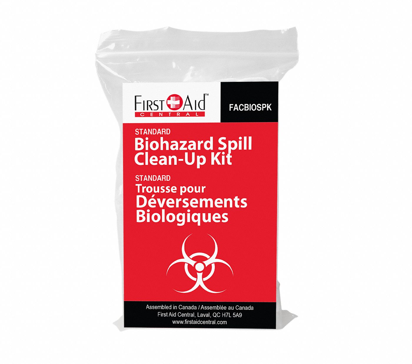 FIRST AID CENTRAL BIOHAZARD SPILL CLEAN UP KIT, WHITE, 2 IN WIDTH, 10 ...