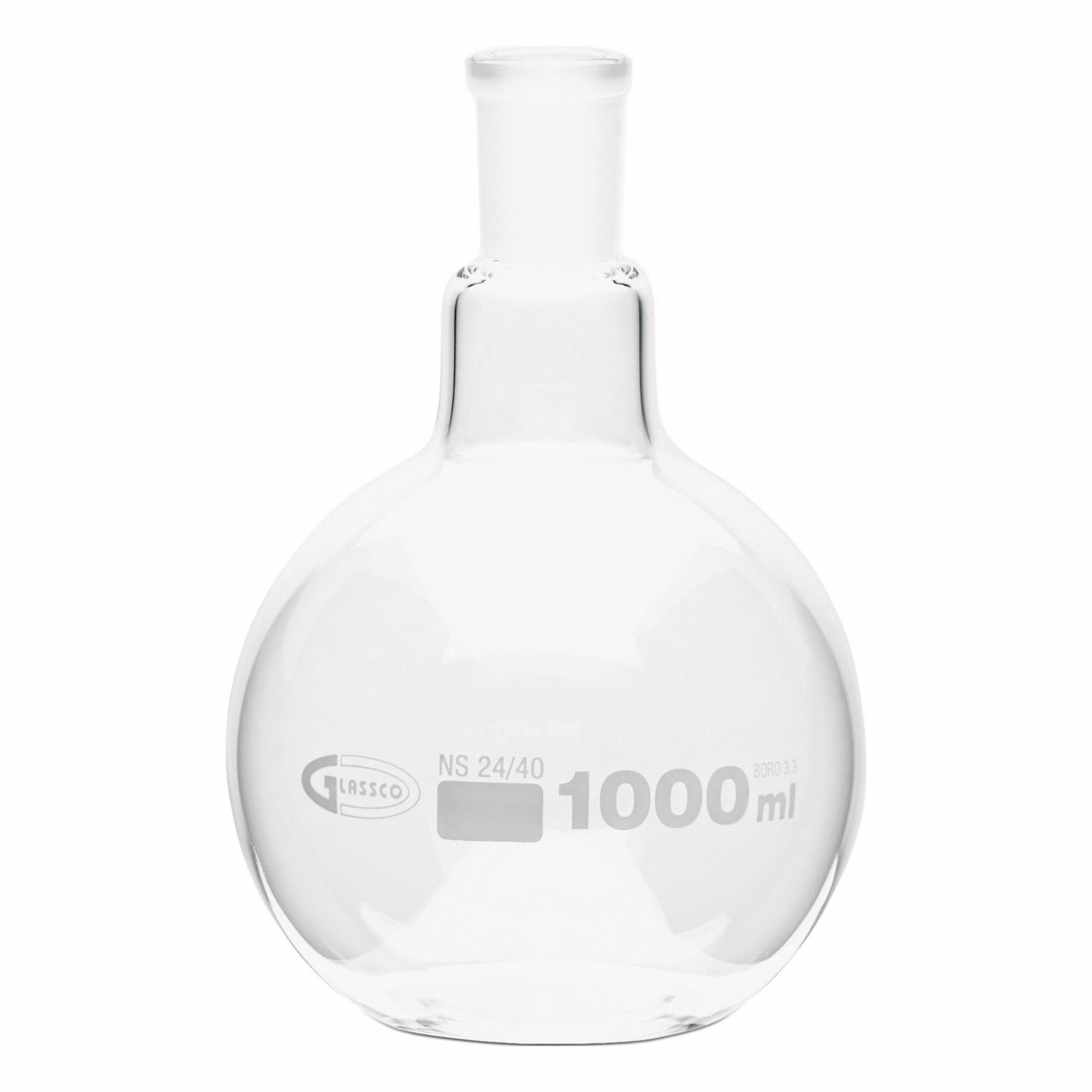 Borosilicate Glass, 1 L Capacity - mL, Boiling Flask - 207JP3|FFB058 ...
