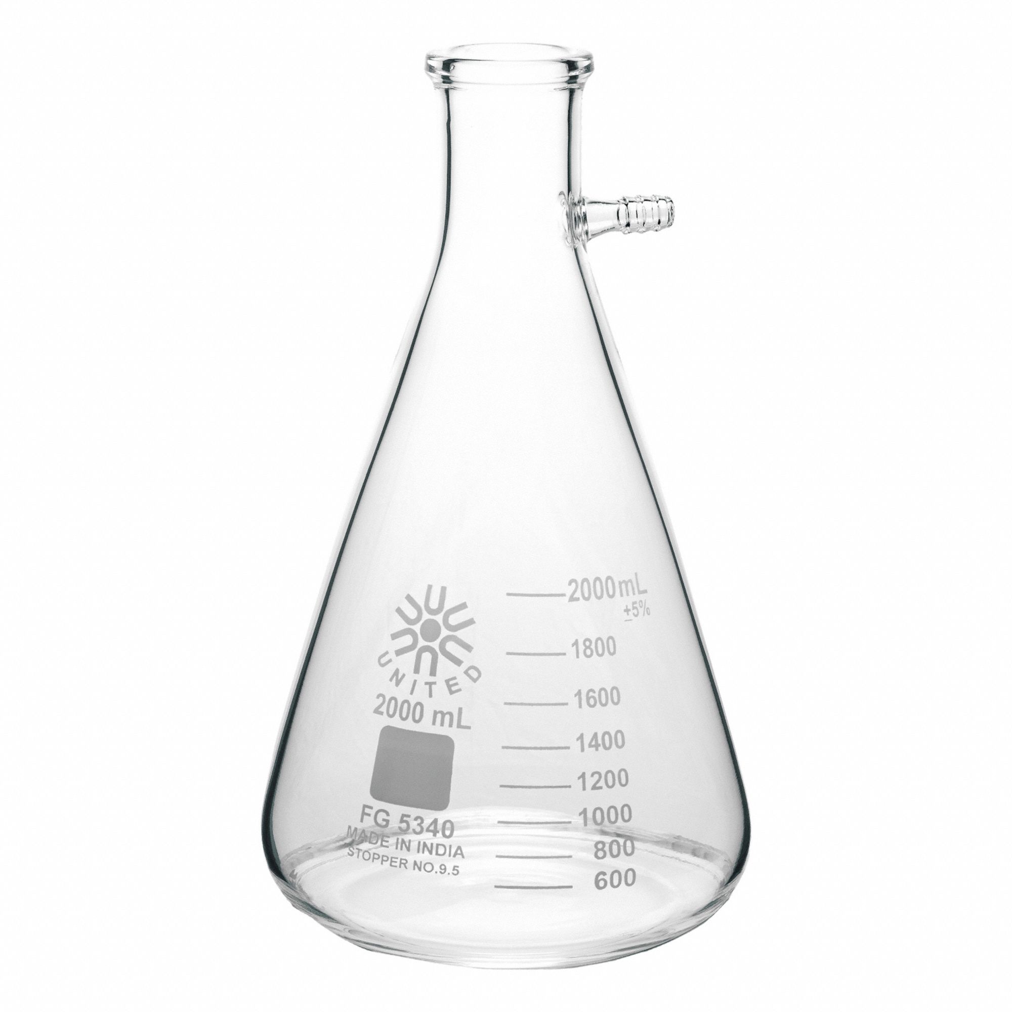 Borosilicate Glass, 2 L Capacity - mL, Filtering Flask - 207JU8|FG5340 ...