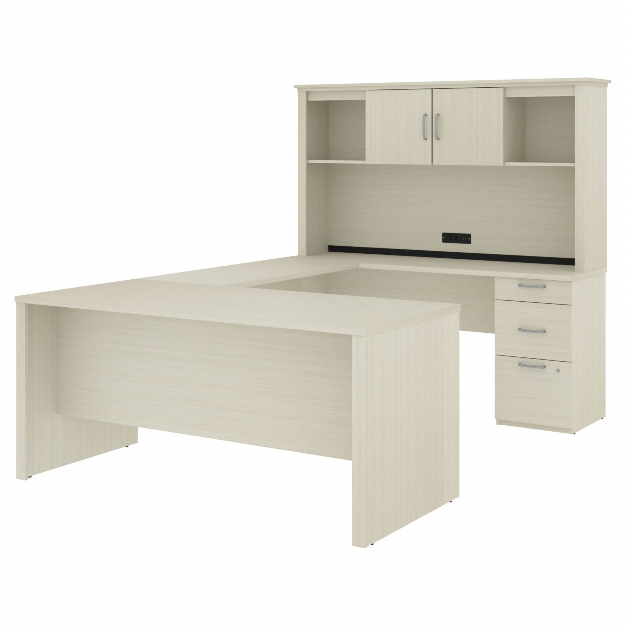 BESTAR, White Chocolate, 66 in Overall Wd, U-Shaped Office Desk ...