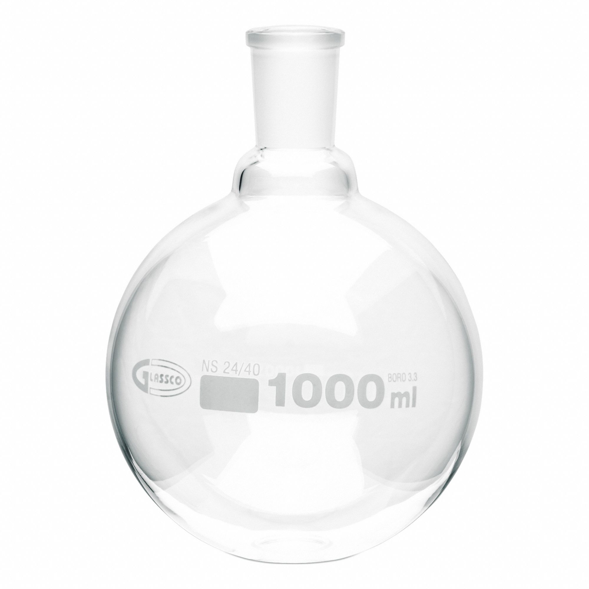 Borosilicate Glass, 1 L Capacity - mL, Boiling Flask - 207JN5|FRB057 ...