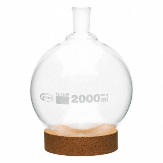 Borosilicate Glass, 2 L Capacity - mL, Boiling Flask - 207JN6|FRB057 ...