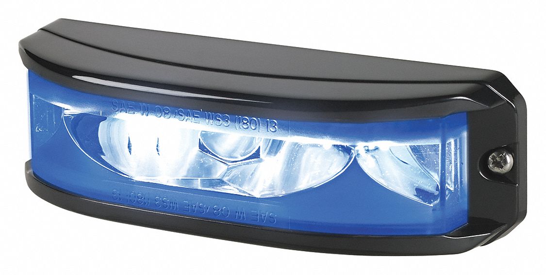 FEDERAL SIGNAL WARNING LIGHT, WIDE ANGLE, BEZEL, 9 LED, BLUE/WHITE, 5. ...