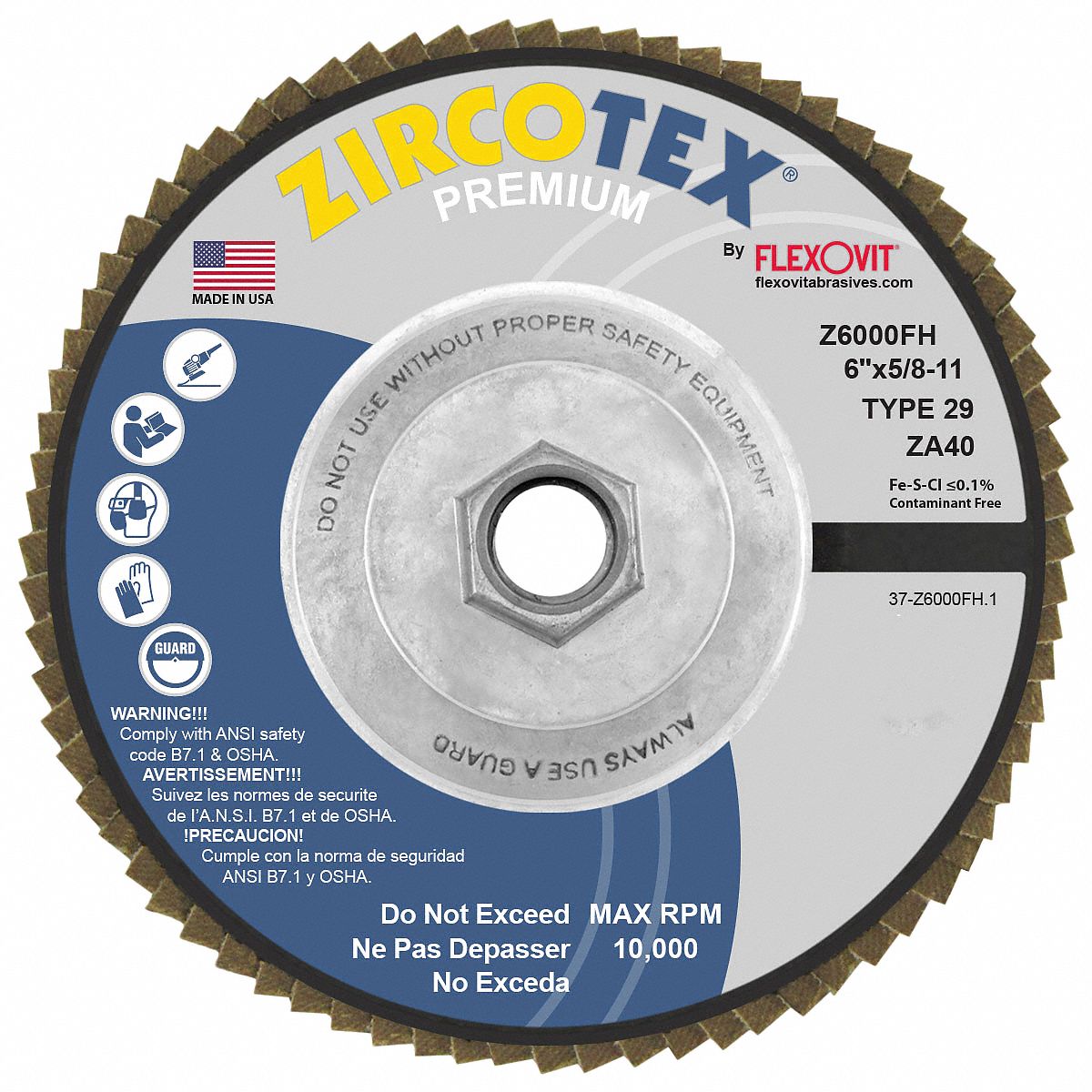 FLEXOVIT FLAP DISC,6 IN DIA,80 GRIT,10,000 RPM - Flap Discs ...
