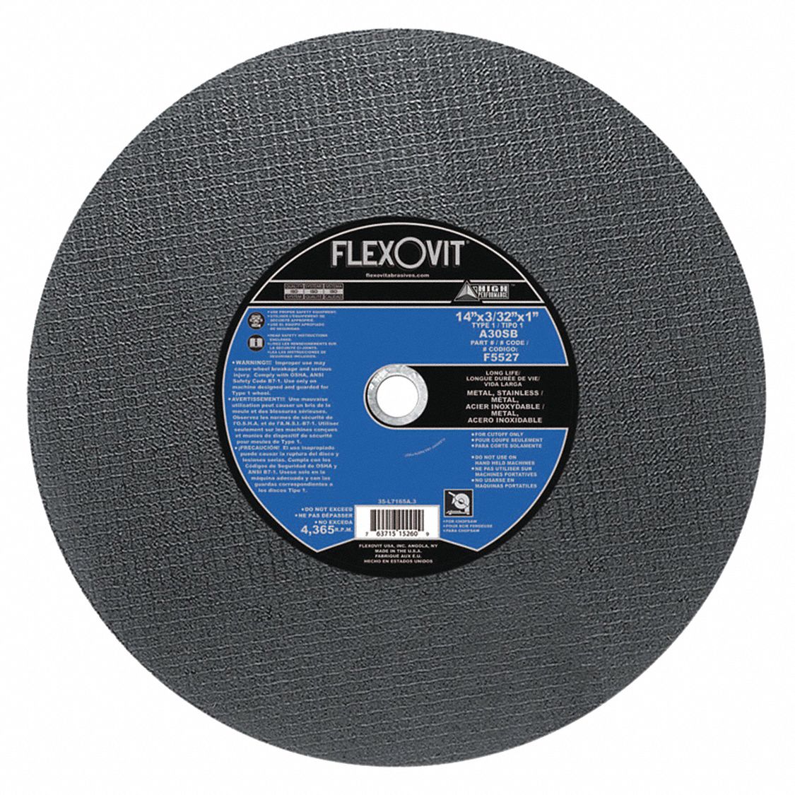 FLEXOVIT WHEEL CUT T1 14X3/32X1 A30SB - 12877 - FVTF5527 | F5527 ...