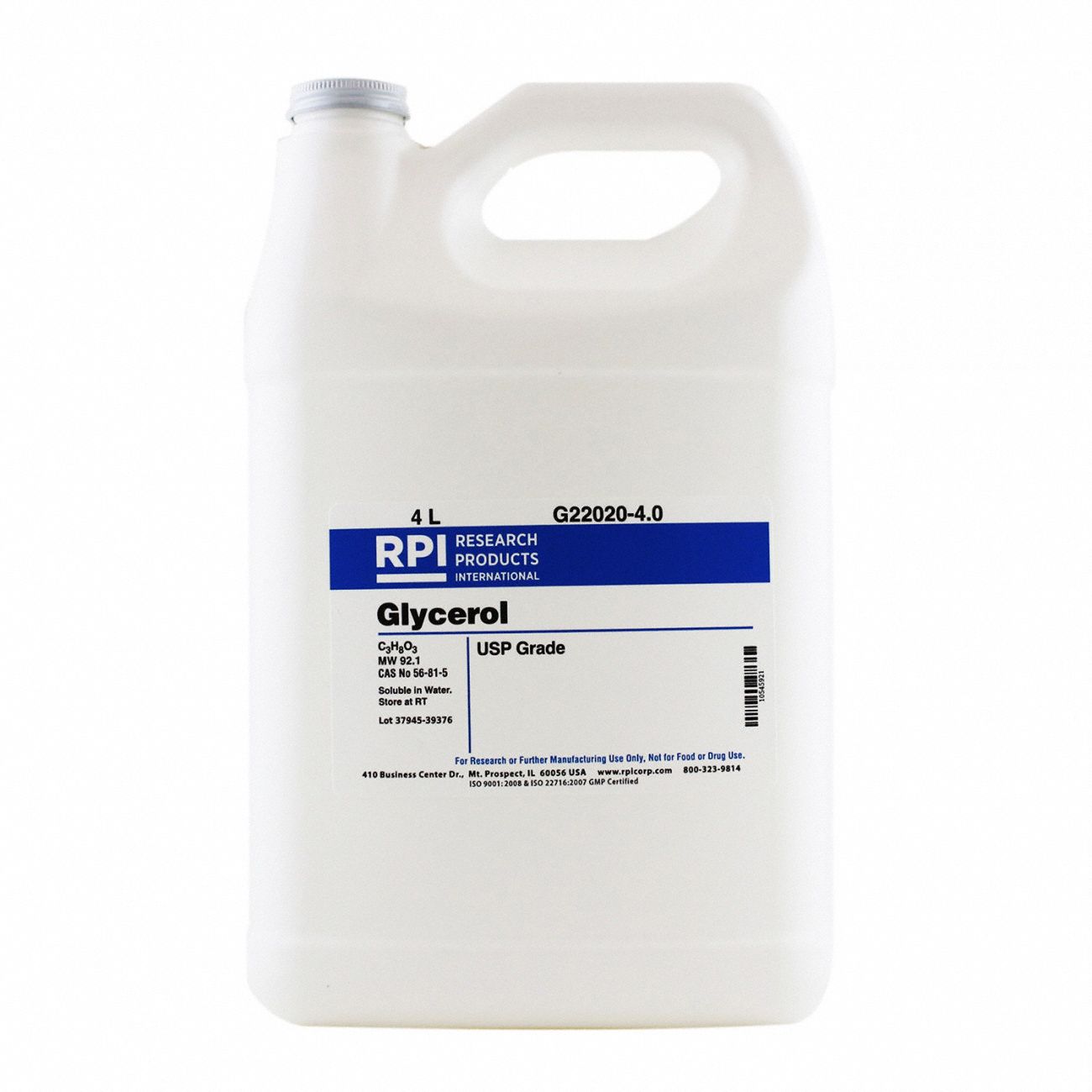 USP, 4 L, Glycerol - 31FY49|G22020-4.0 - Grainger