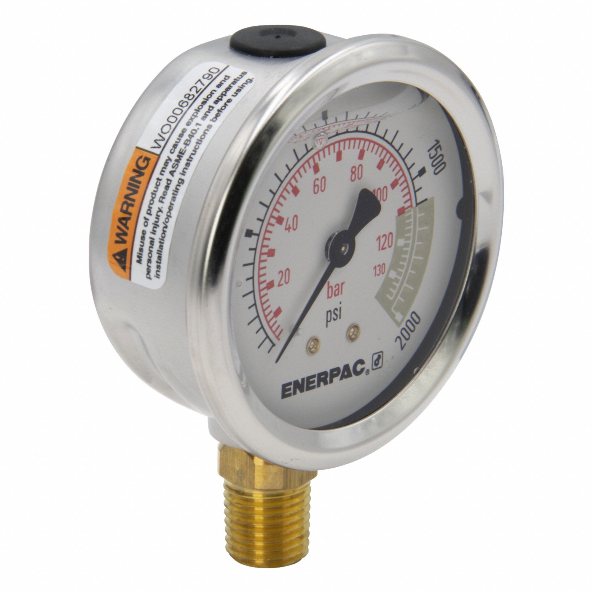 ENERPAC, 2,000 psi, 1/4 in NPTF, Hydraulic Pressure Gauge - 857F61 ...