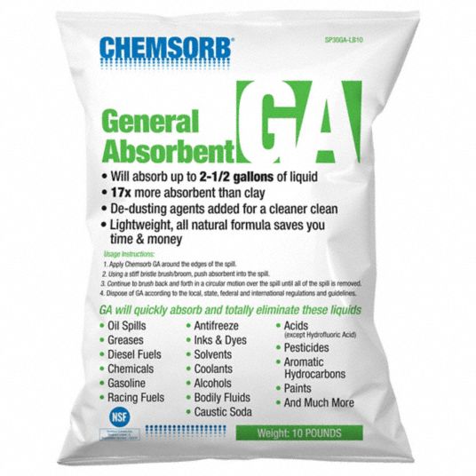 CHEMSORB, Perlite, 10 lb Volume Absorbed per Pkg., Granular Sorbent ...