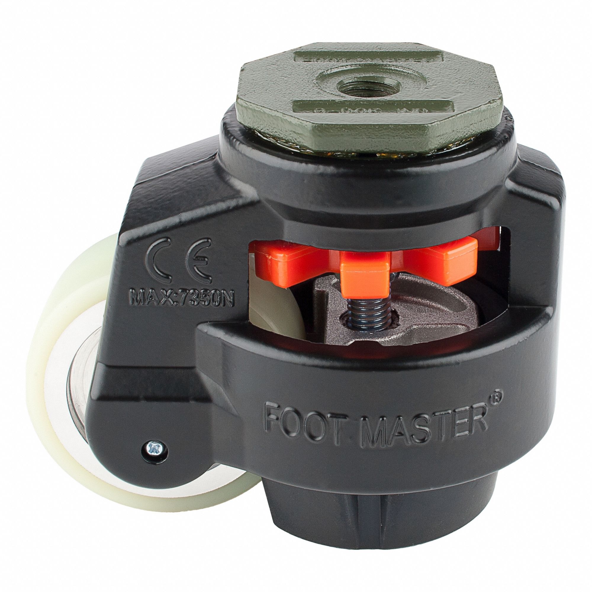 FOOT MASTER, 75 mm Wheel Dia, 1,764 lb Load Rtg., Leveling Caster ...