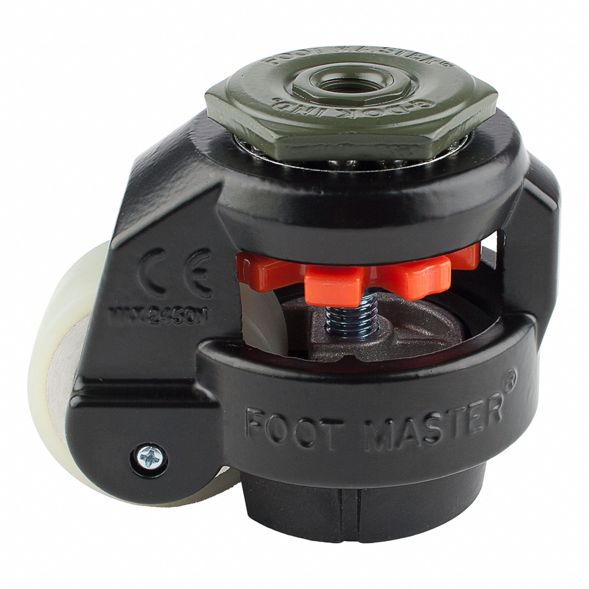 FOOT MASTER, 50 mm Wheel Dia, 617 lb Load Rtg., Leveling Caster ...