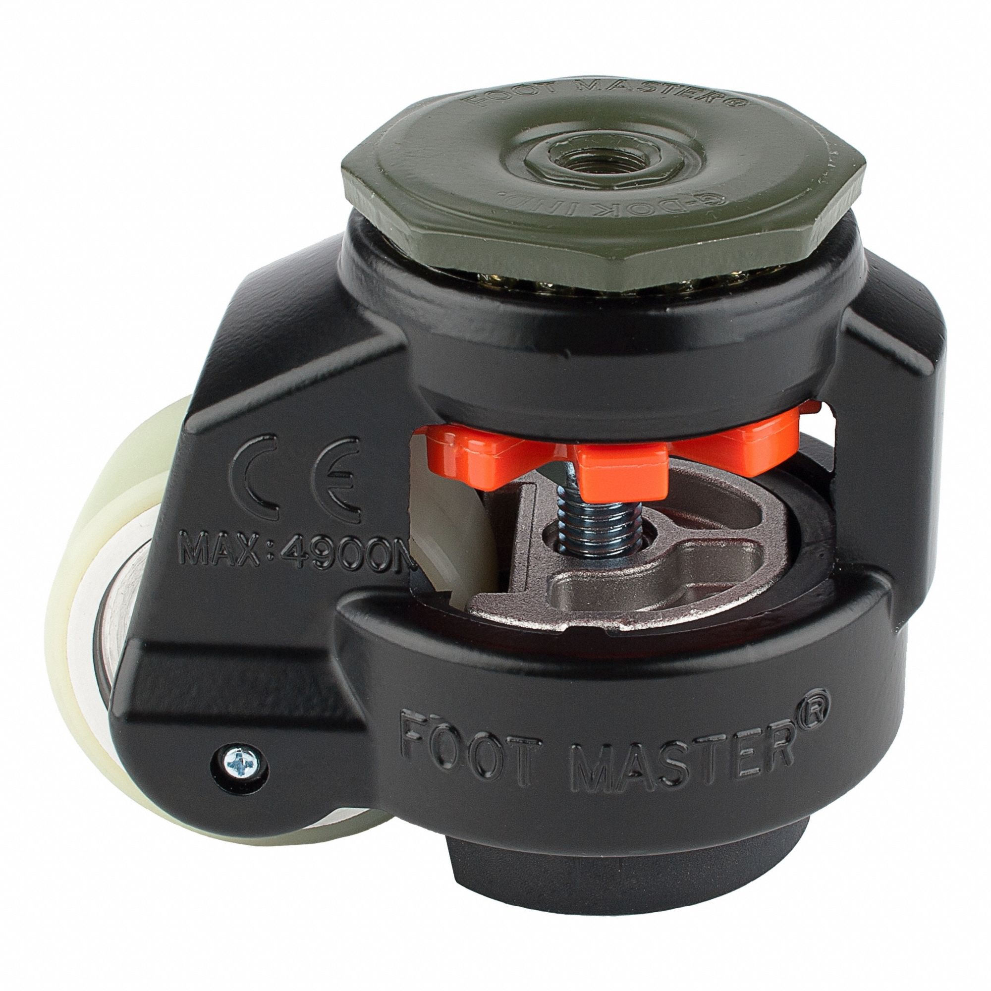 FOOT MASTER, 63 mm Wheel Dia, 1,213 lb Load Rtg., Leveling Caster ...