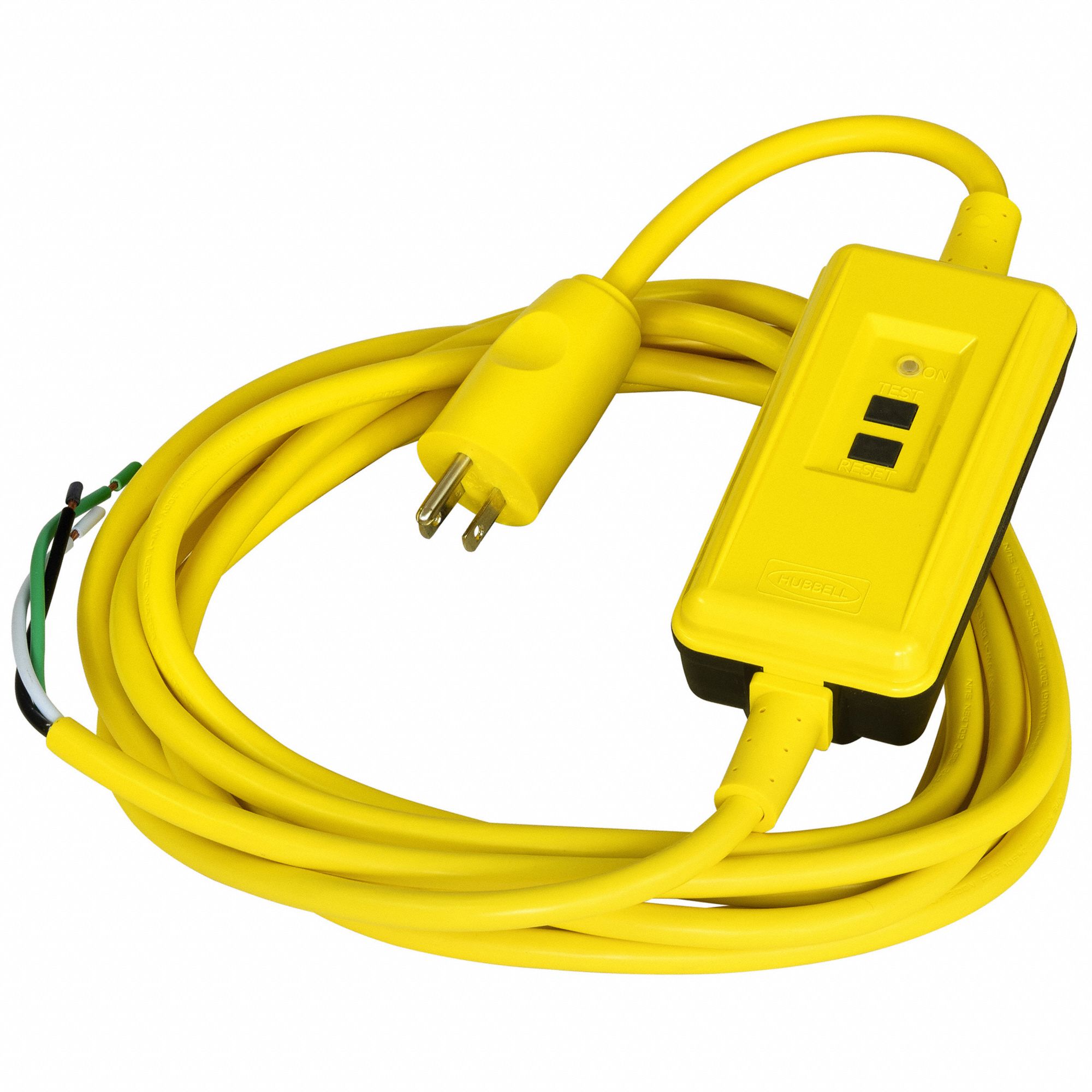 HUBBELL WIRING DEVICE-KELLEMS, 15 ft Cord Lg, 15 A Max. Amps, Self-Test ...